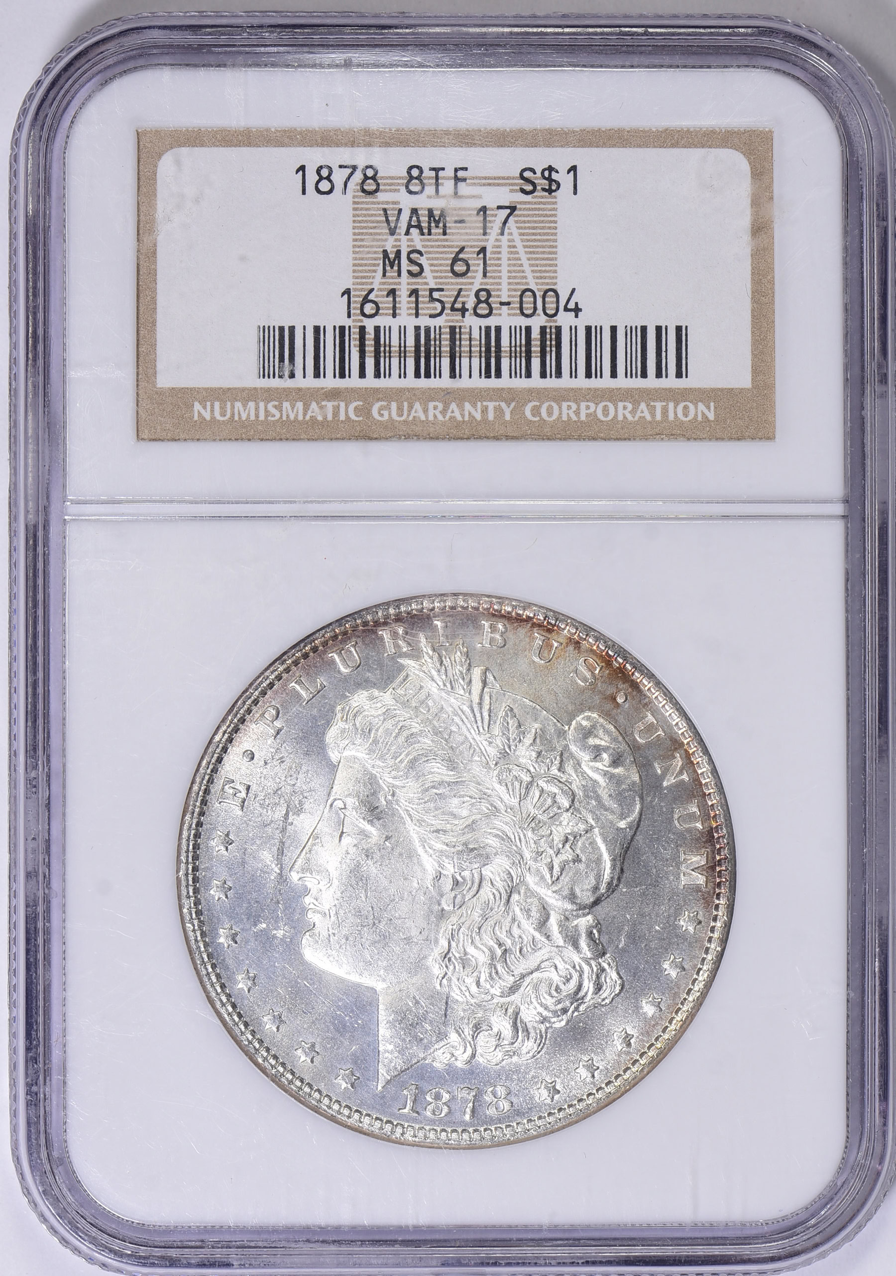 1878 8TF Morgan Silver Dollar VAM-17 NGC MS-61 (Toned) (Item 1633027) | GreatCollections Coin ...