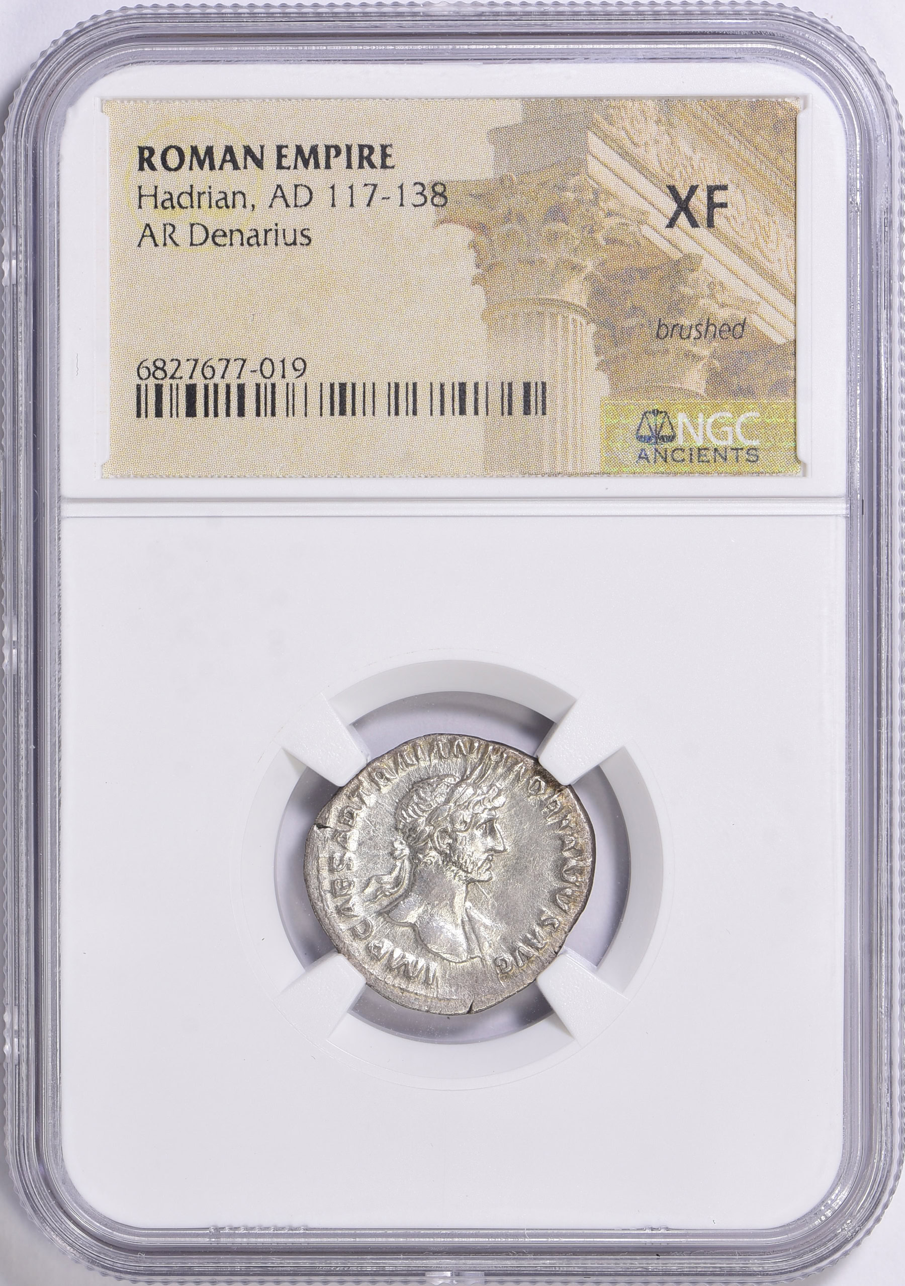 Ancient Roman Empire, Hadrian (A.D. 117-138) c.A.D. 119-120 AR Denarius Rome Mint NGC XF Brushed ...