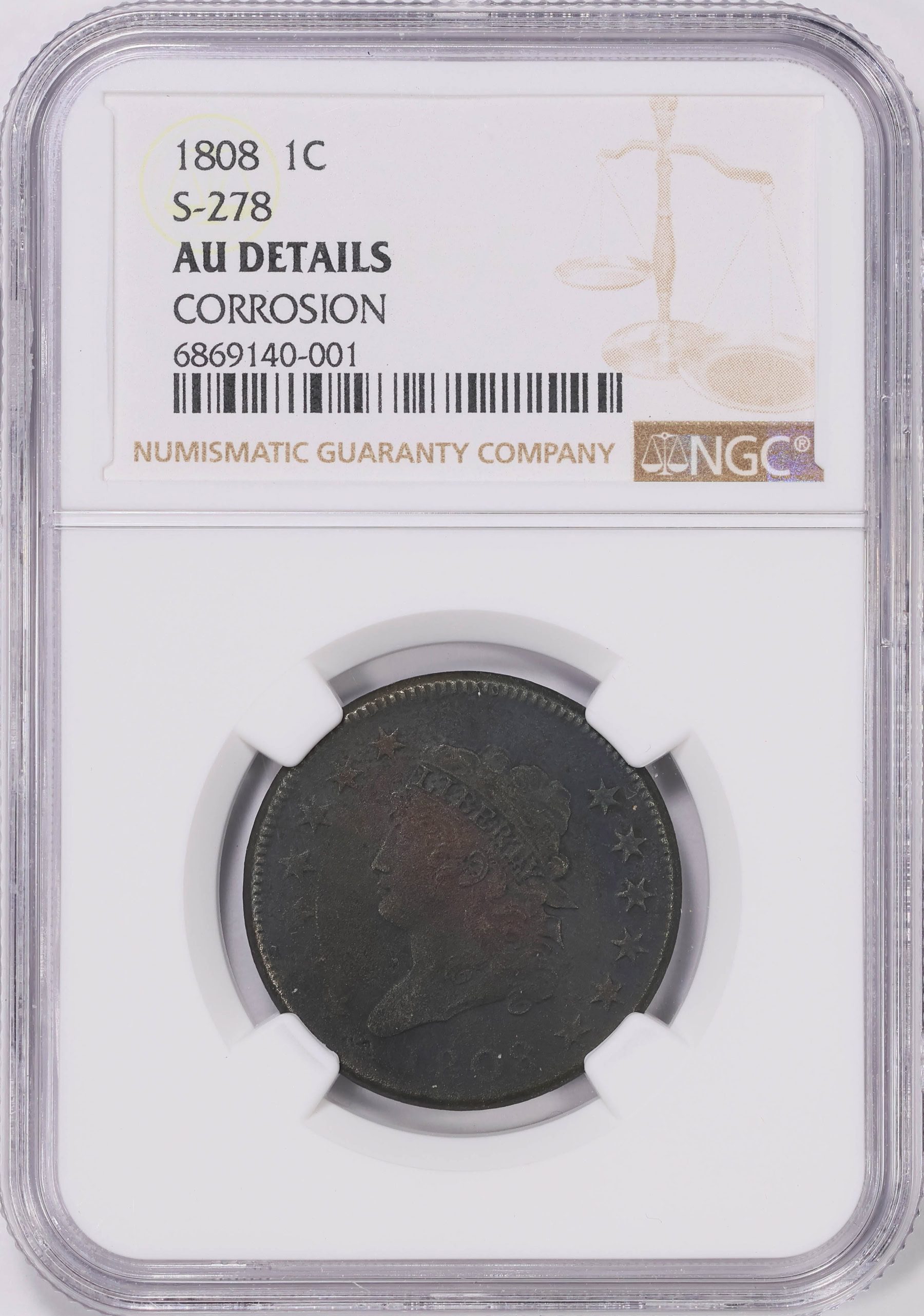 1808 Classic Cent S-278 NGC AU Details (Item 1633200 ...