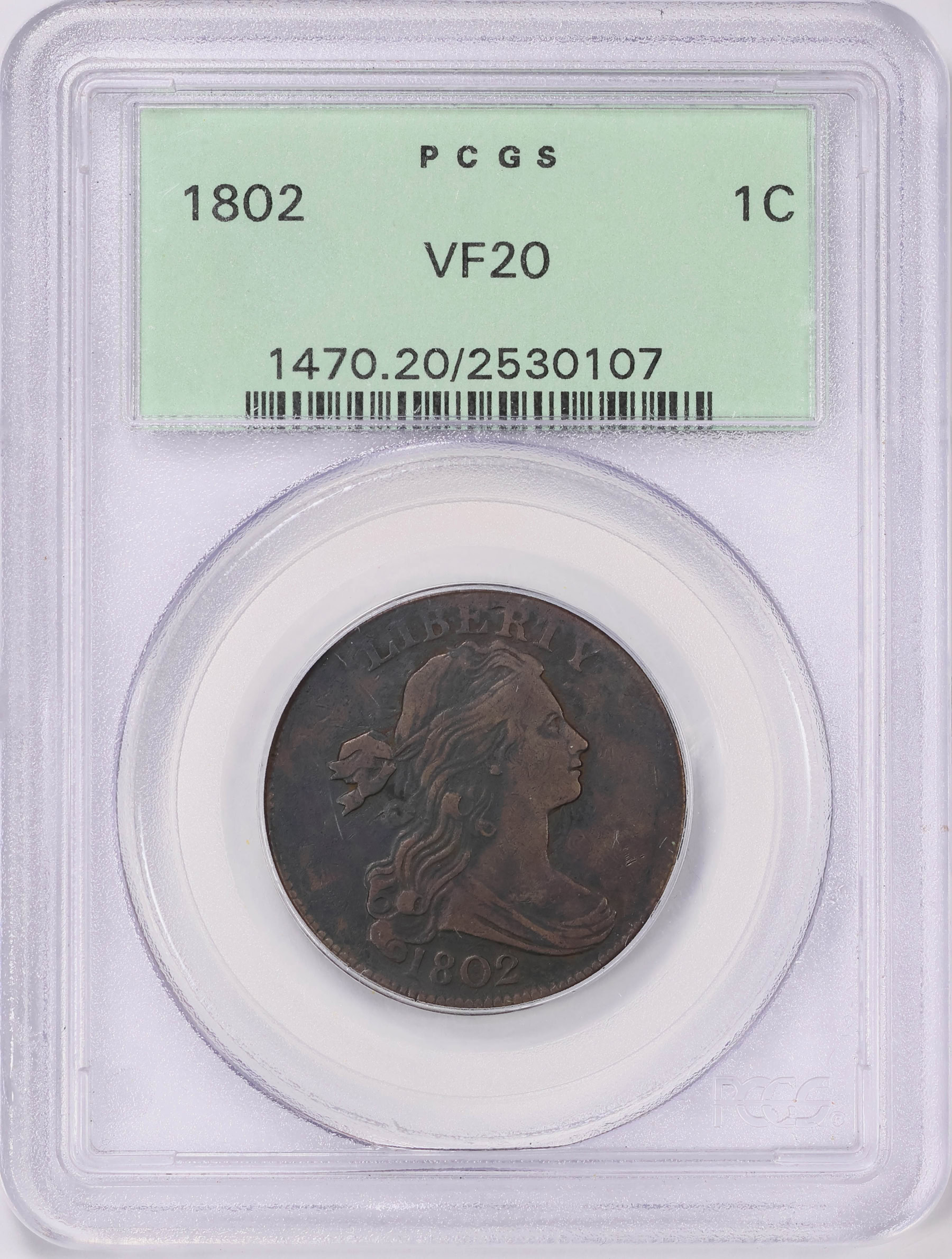 1802 Draped Bust Cent PCGS VF-20 BN OGH (Item 1633406 ...