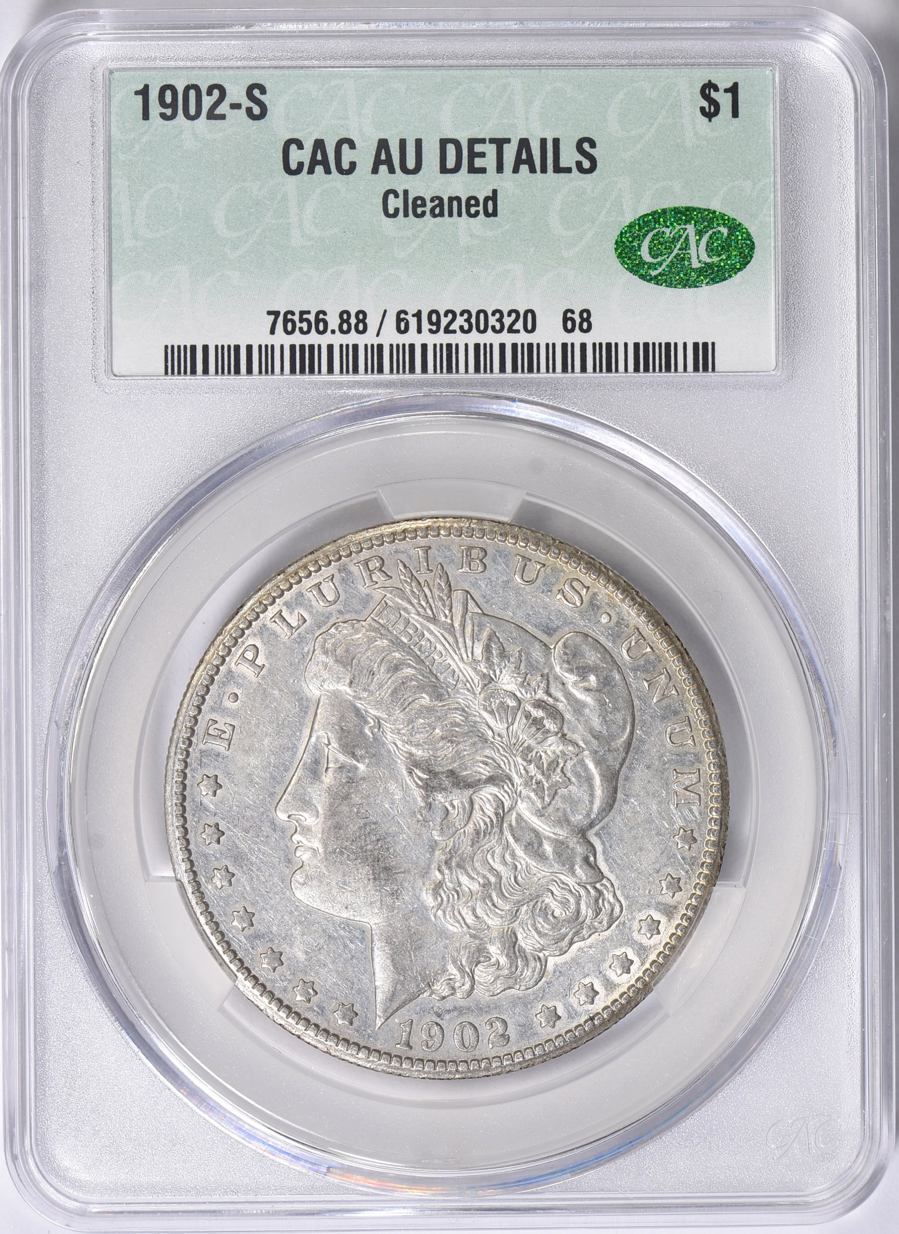 1902-S Morgan Silver Dollar CACG AU Details (Item 1633709) | GreatCollections Coin Auctions