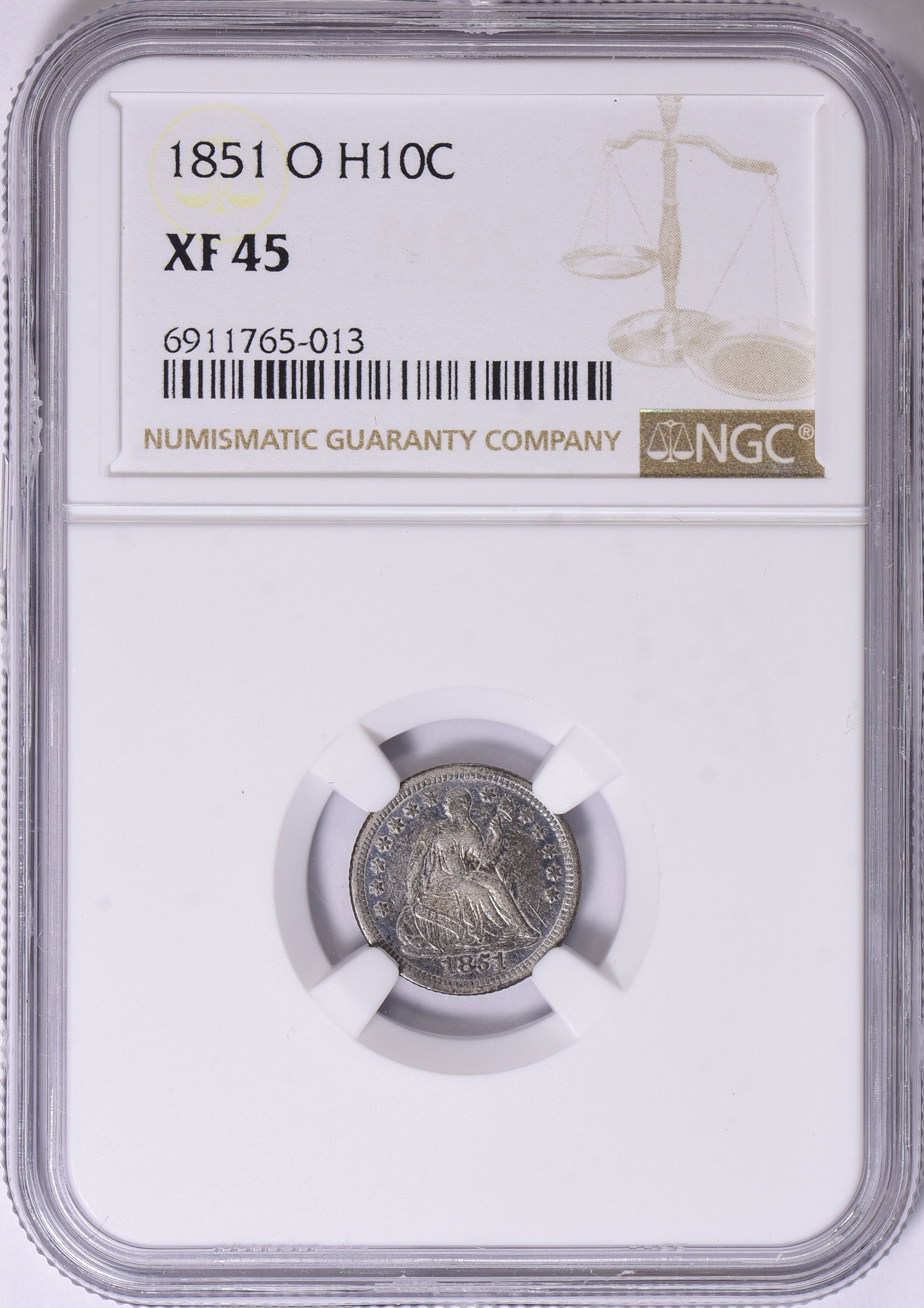 1851-O Seated Liberty Half Dime NGC XF-45 (Item 1634122) | GreatCollections Coin Auctions