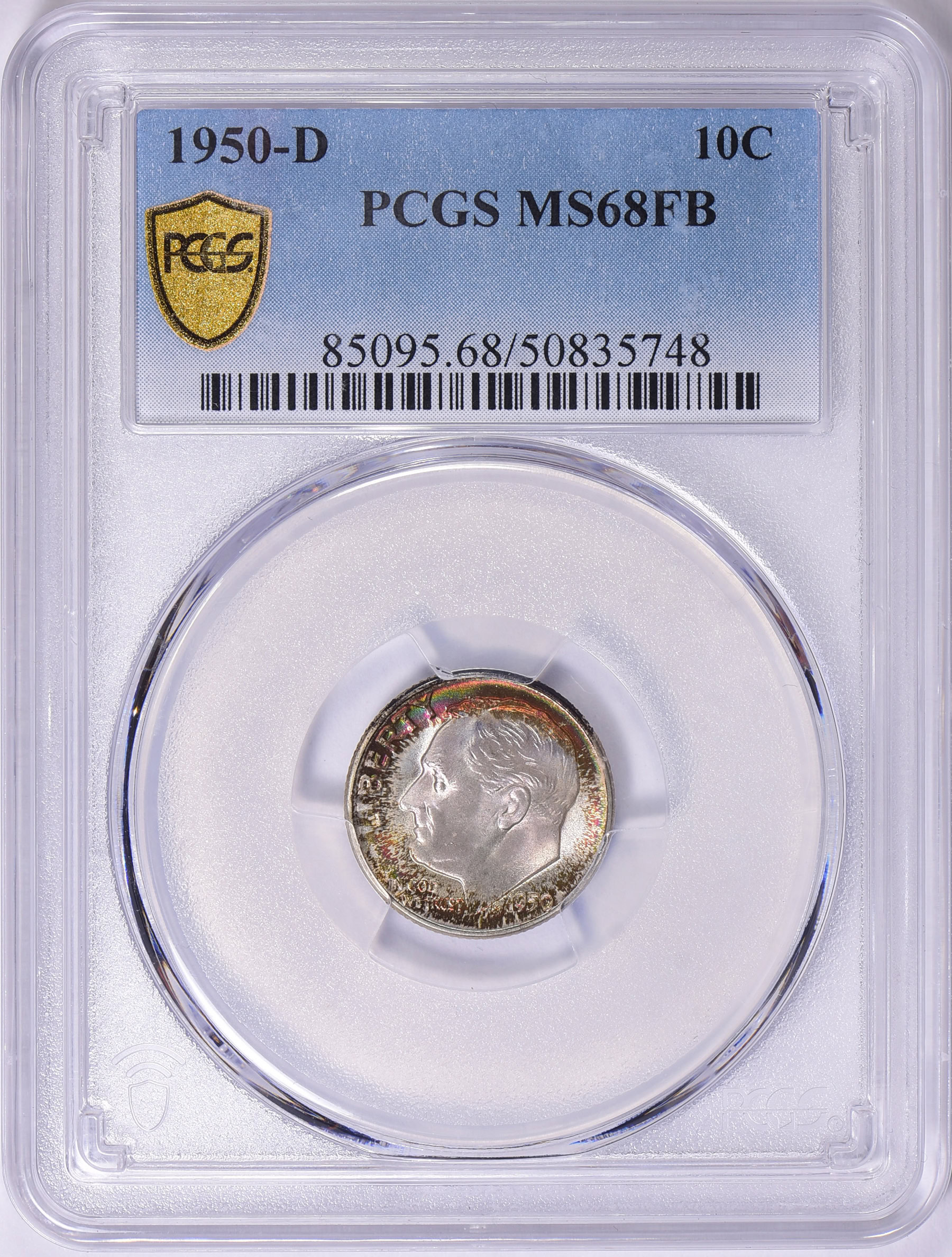 1950-D Roosevelt Dime PCGS MS-68 FB (Toned) (Item 1634804 ...