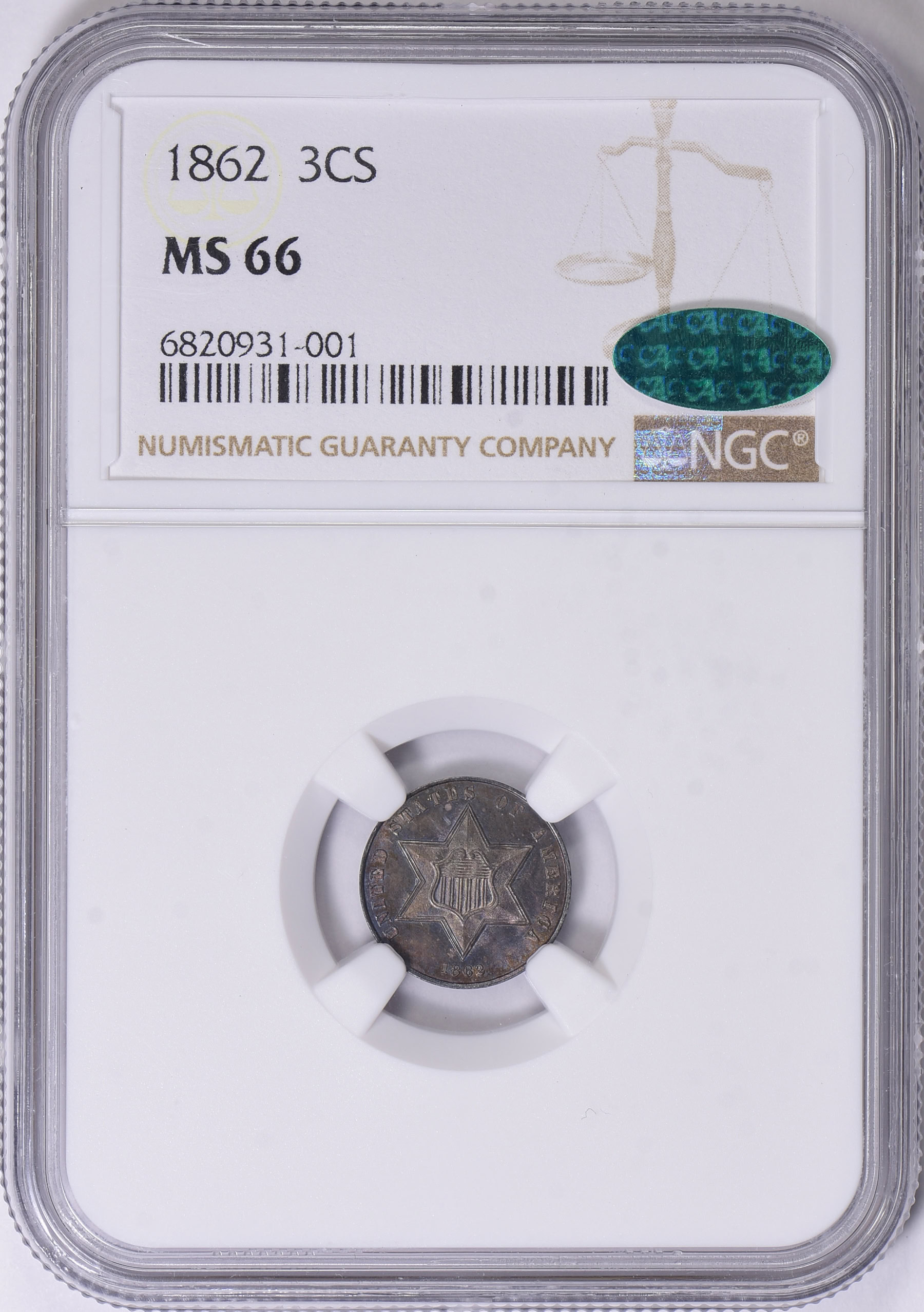 1862 Silver Three-Cent Piece NGC MS-66 (CAC Green) (Item 1634817 ...