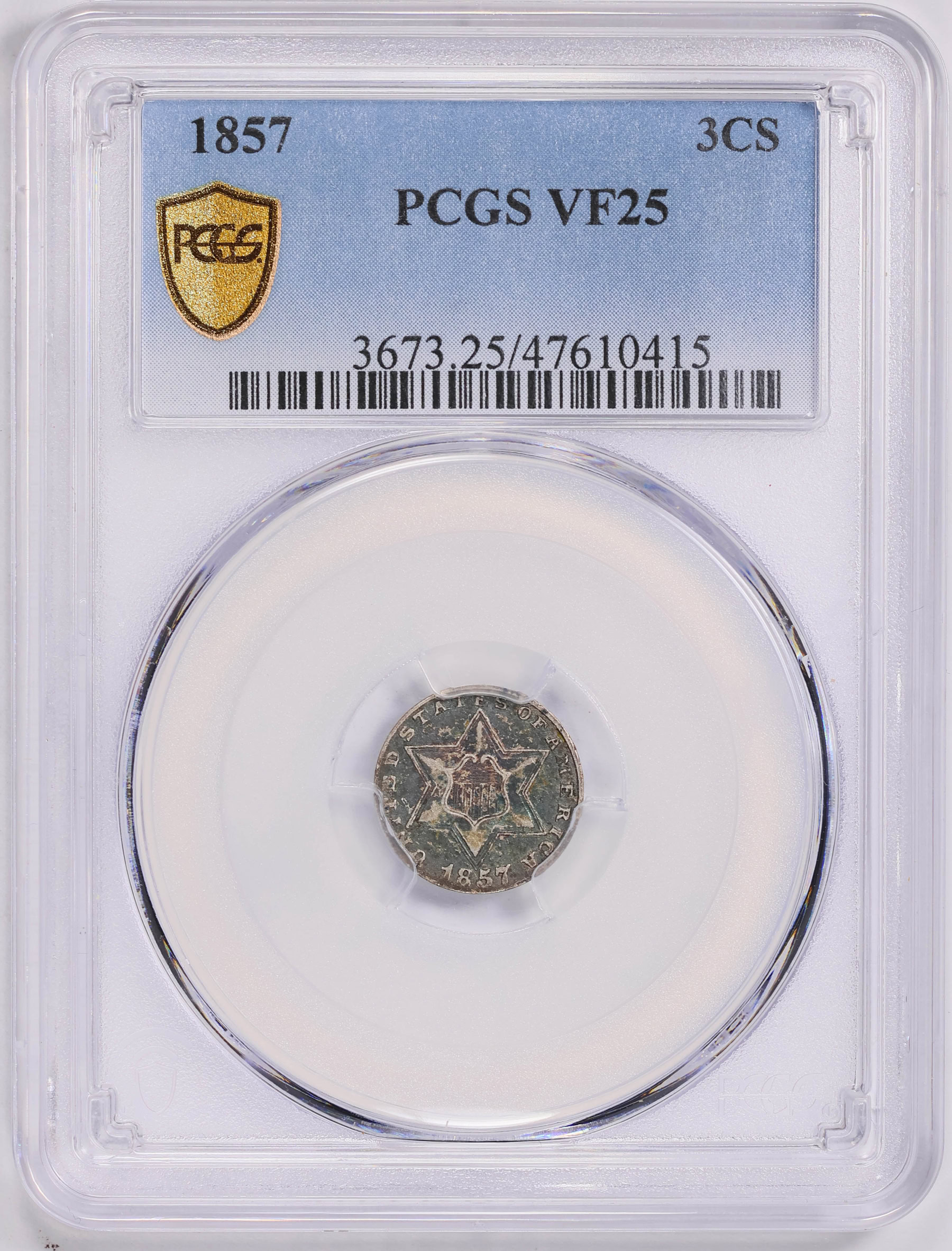 1857 Silver Three-Cent Piece PCGS VF-25 (Toned) (Item 1634917 ...