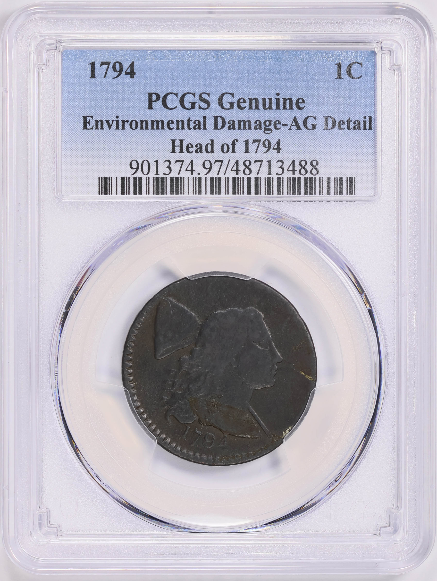 1794 Liberty Cap Cent Head of 1794 PCGS Genuine AG Details (Item ...