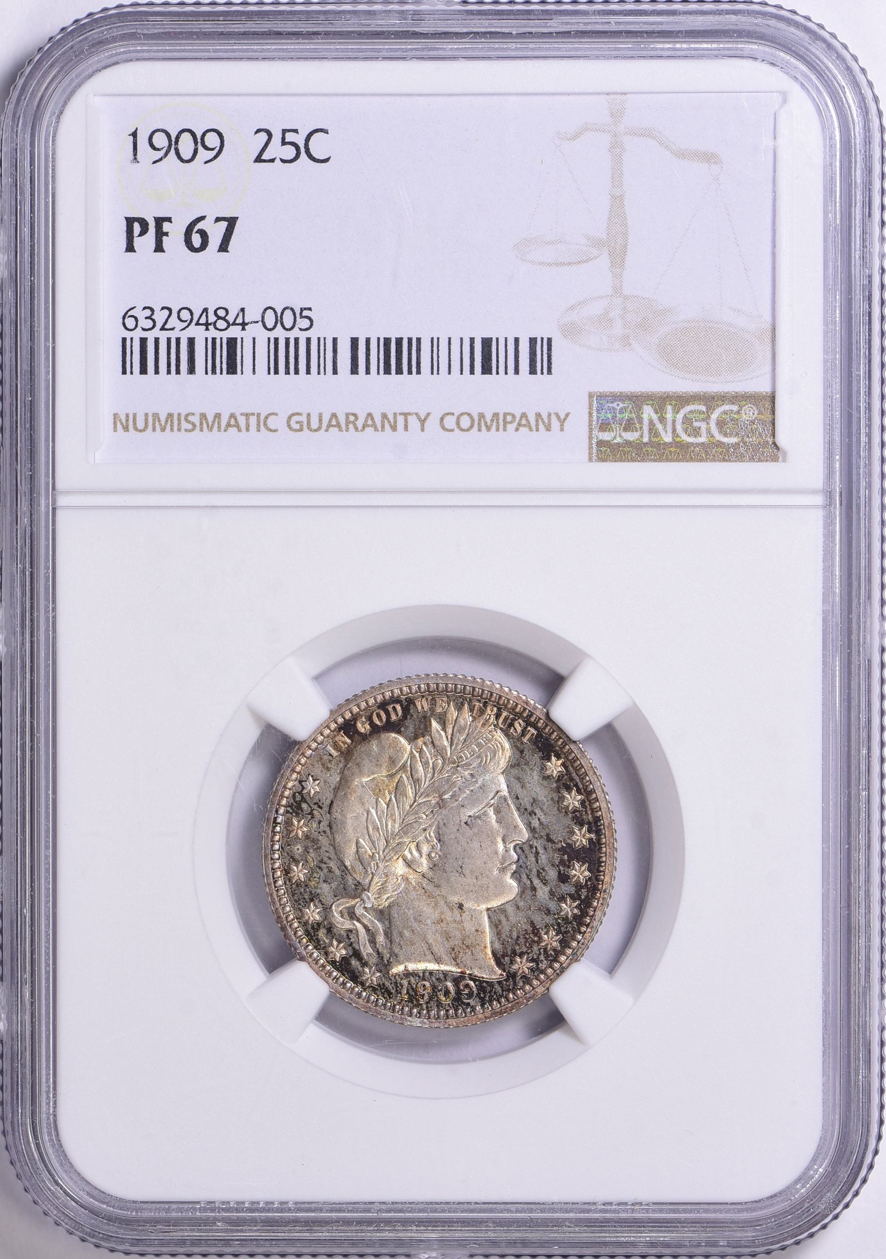 1909 Barber Quarter NGC Proof-67 (Toned) (Item 1635143) | GreatCollections Coin Auctions