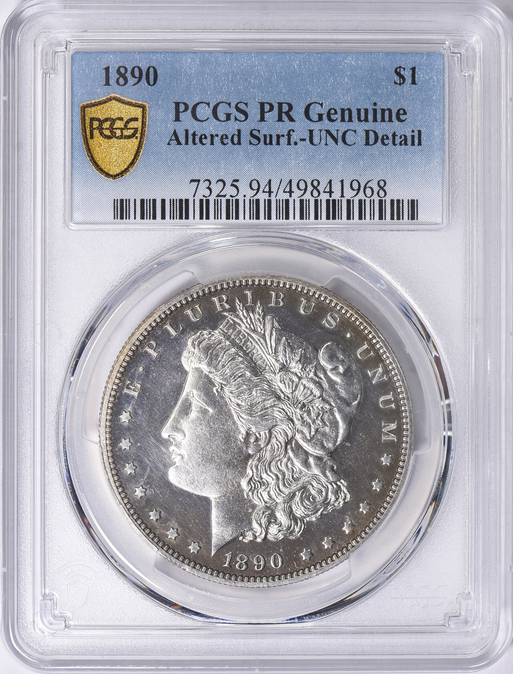 1890 Morgan Silver Dollar Proof PCGS Genuine Unc Details (Item 1635337) | GreatCollections Coin ...