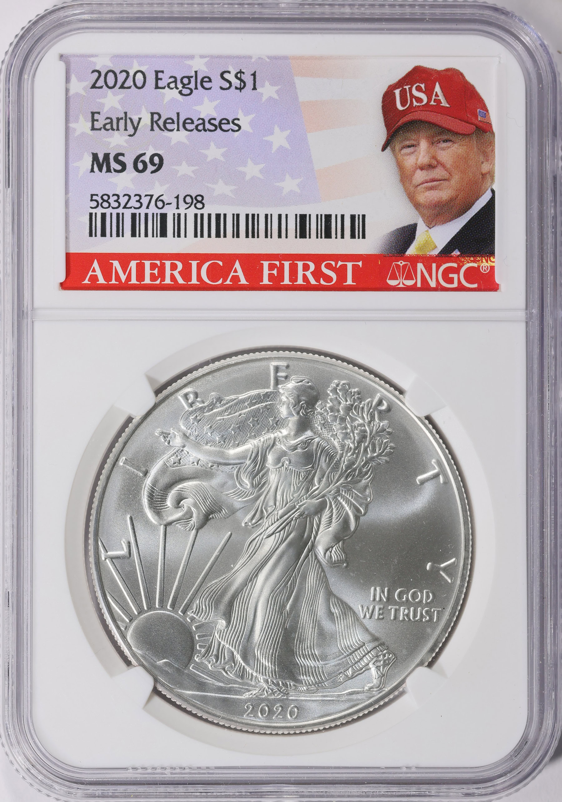 2020 $1 Silver Eagle Early Releases NGC MS-69 (Donald Trump Label ...