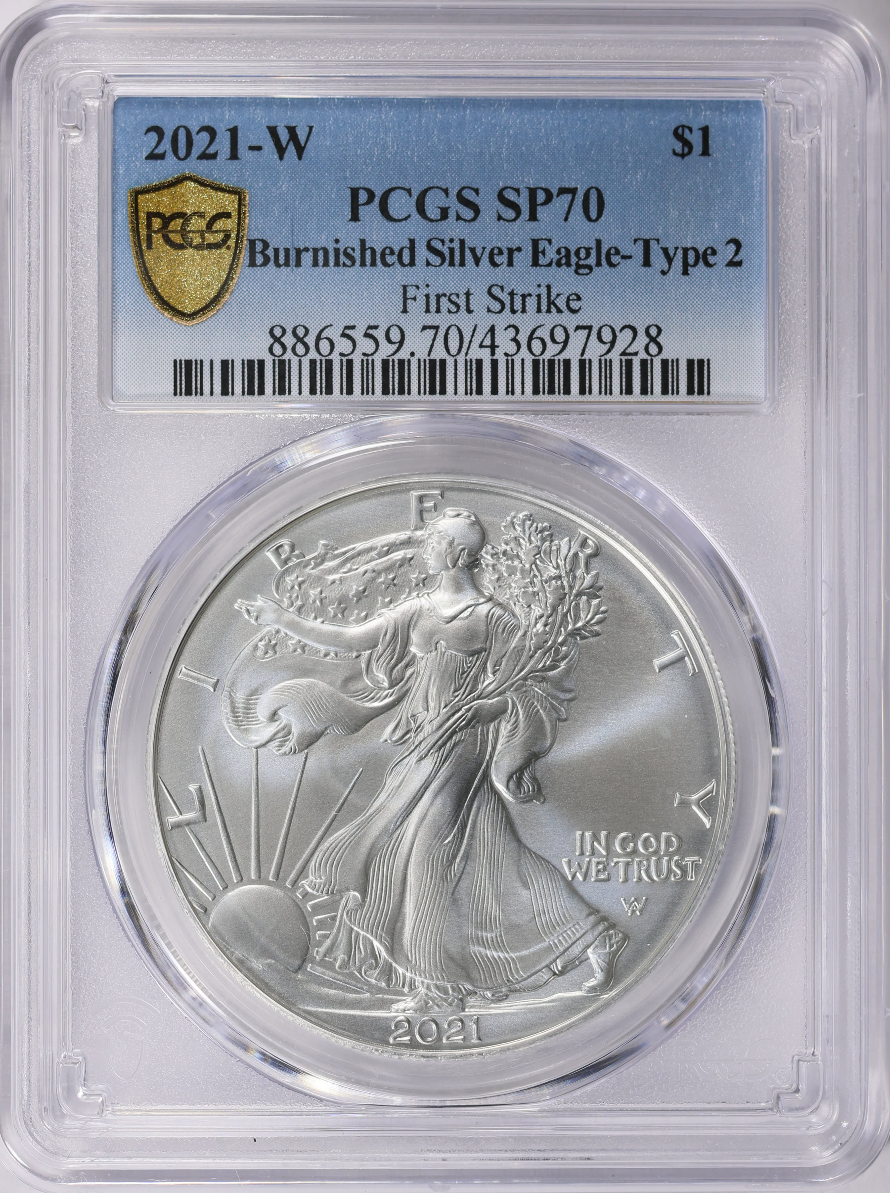 2021-W $1 Silver Eagle Burnished Type 2 First Strike PCGS SP-70 (Item 1635433 ...