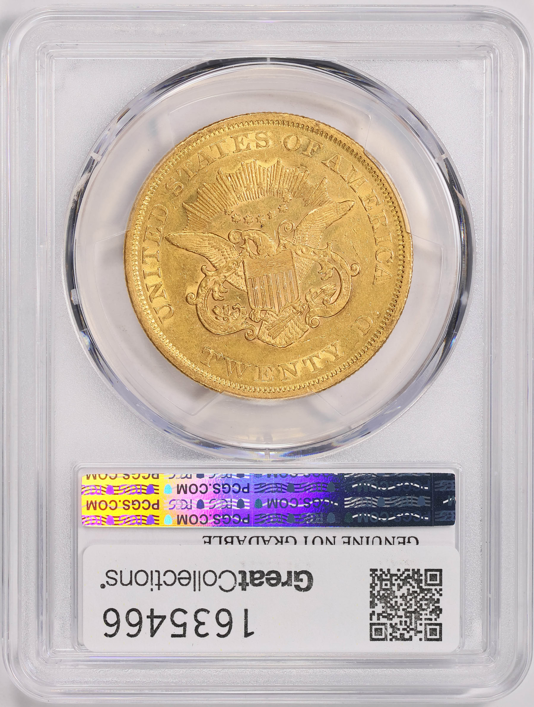 1861 Liberty Gold Double Eagle PCGS Genuine AU Details (Item 1635466) | GreatCollections Coin ...