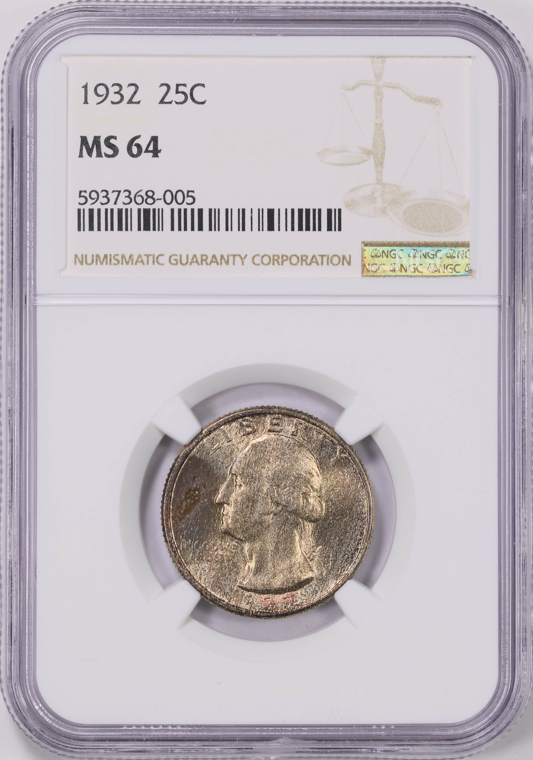 1932 Washington Quarter NGC MS-64 (Toned) (Item 1635545) | GreatCollections Coin Auctions
