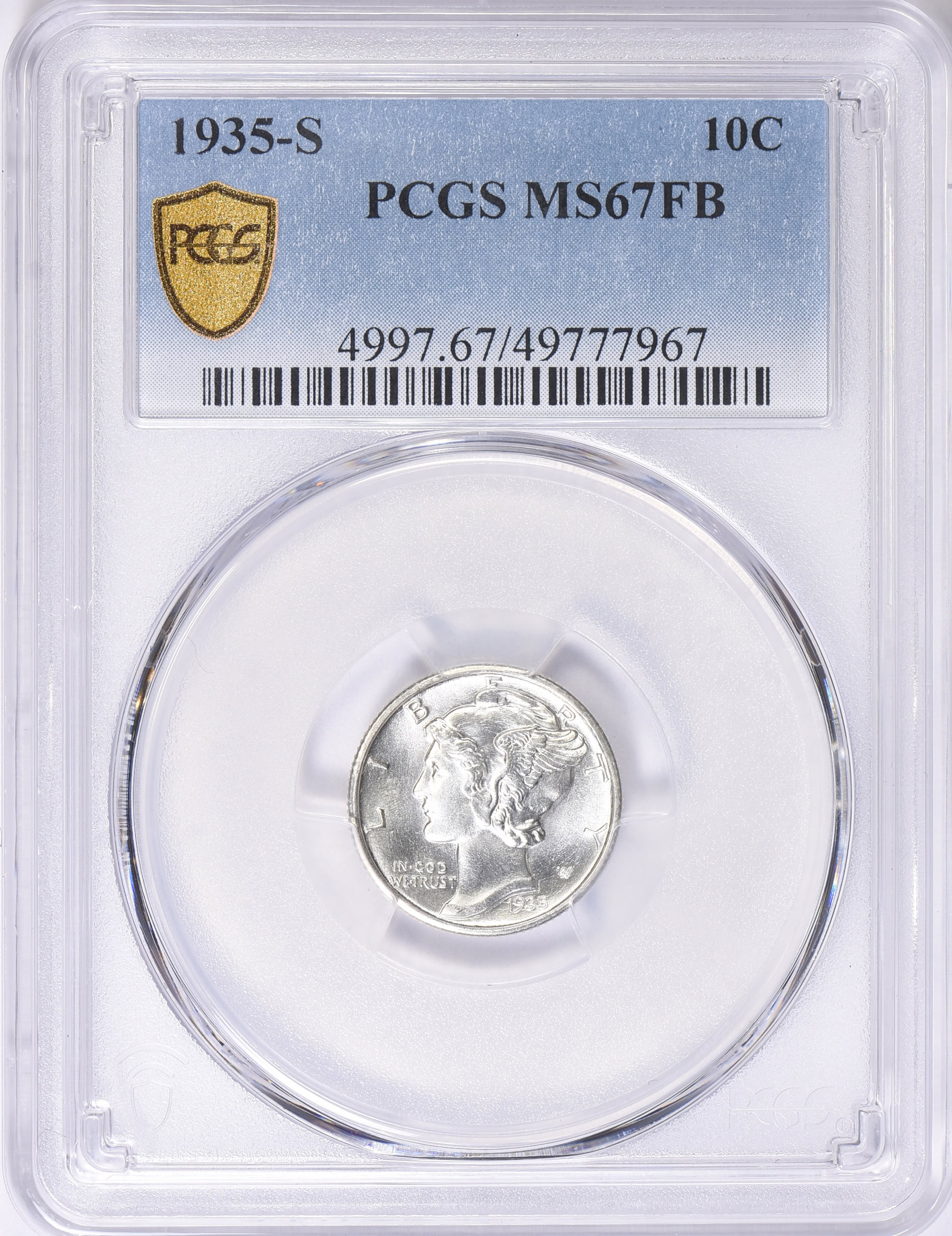 1935-S Mercury Dime PCGS MS-67 FB (Item 1635770) | GreatCollections Coin Auctions