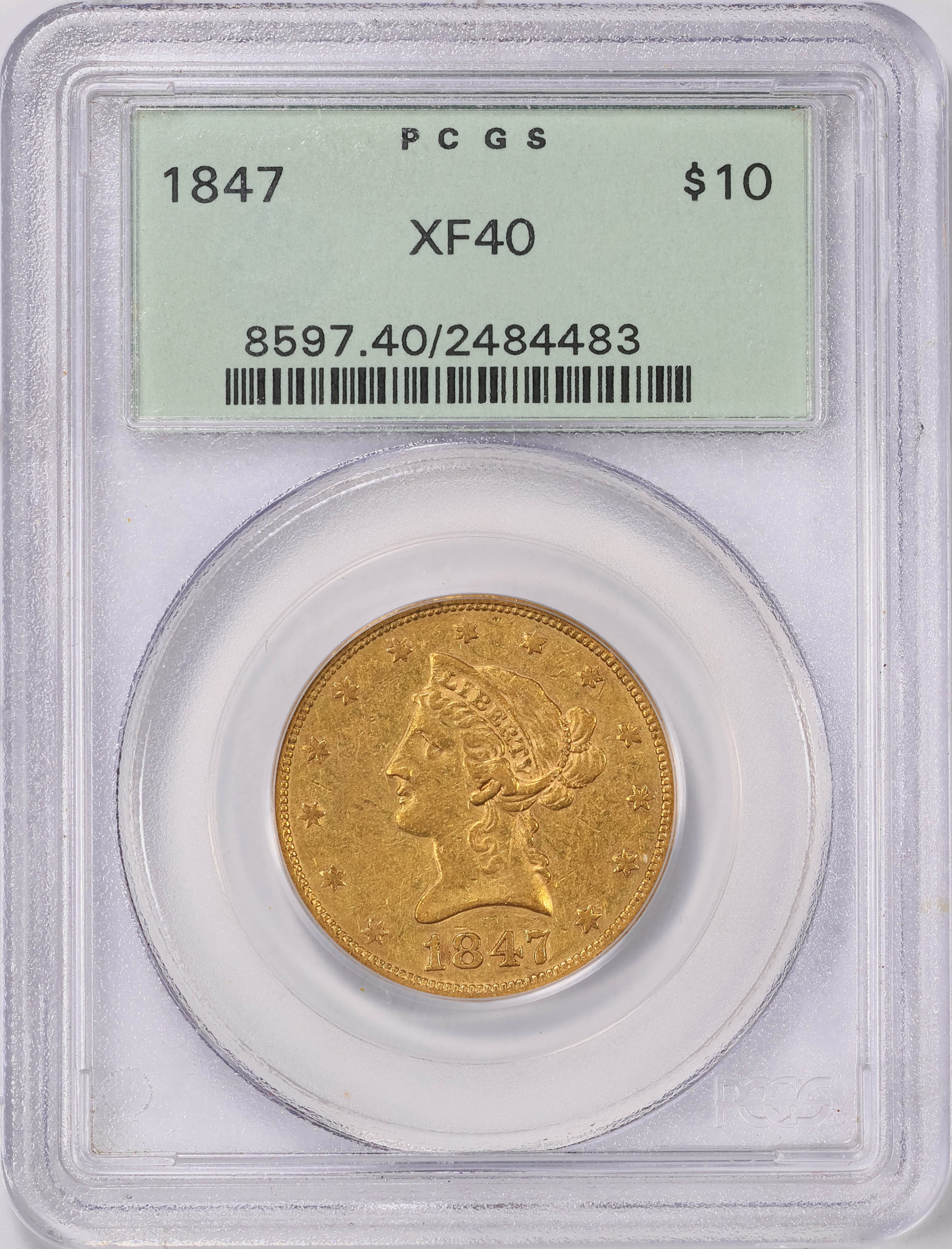 1847 Liberty Gold Eagle PCGS XF-40 OGH (Item 1635812 ...