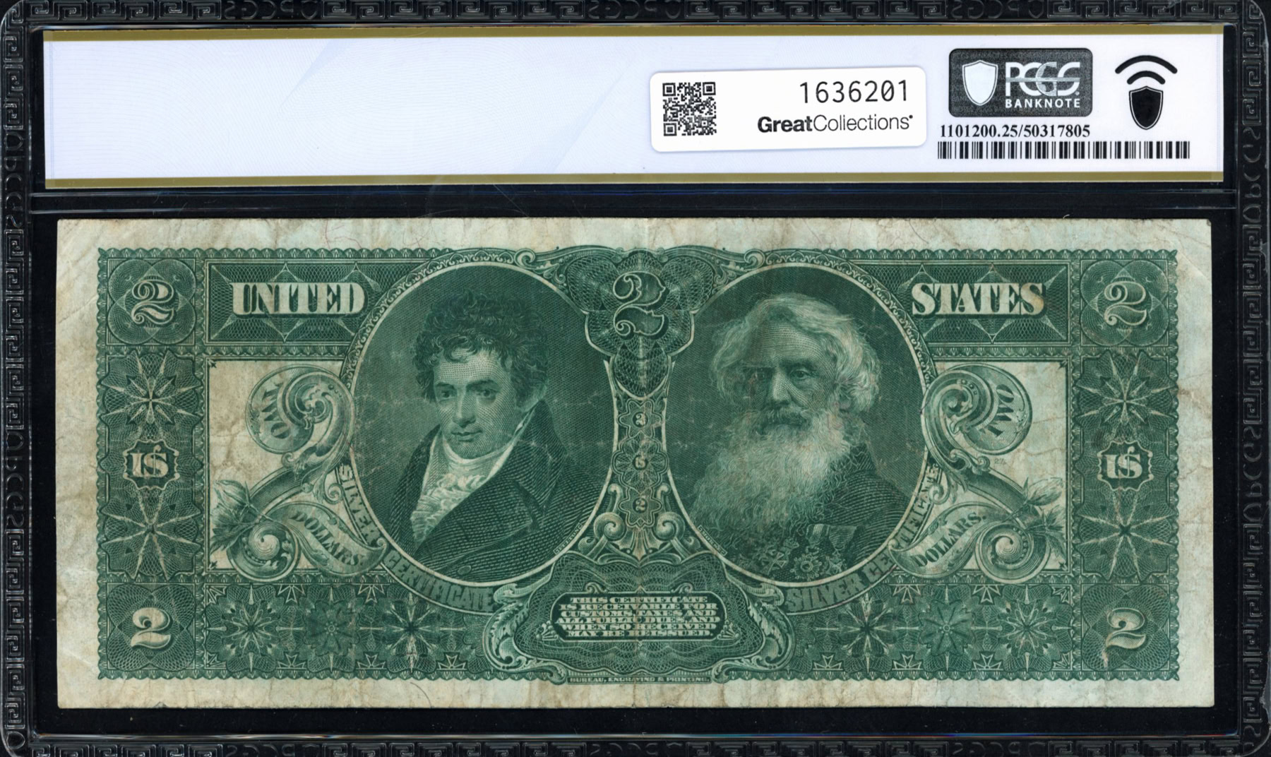 Fr. 248 1896 $2 Silver Certificate Note Bruce / Roberts PCGS Banknote ...