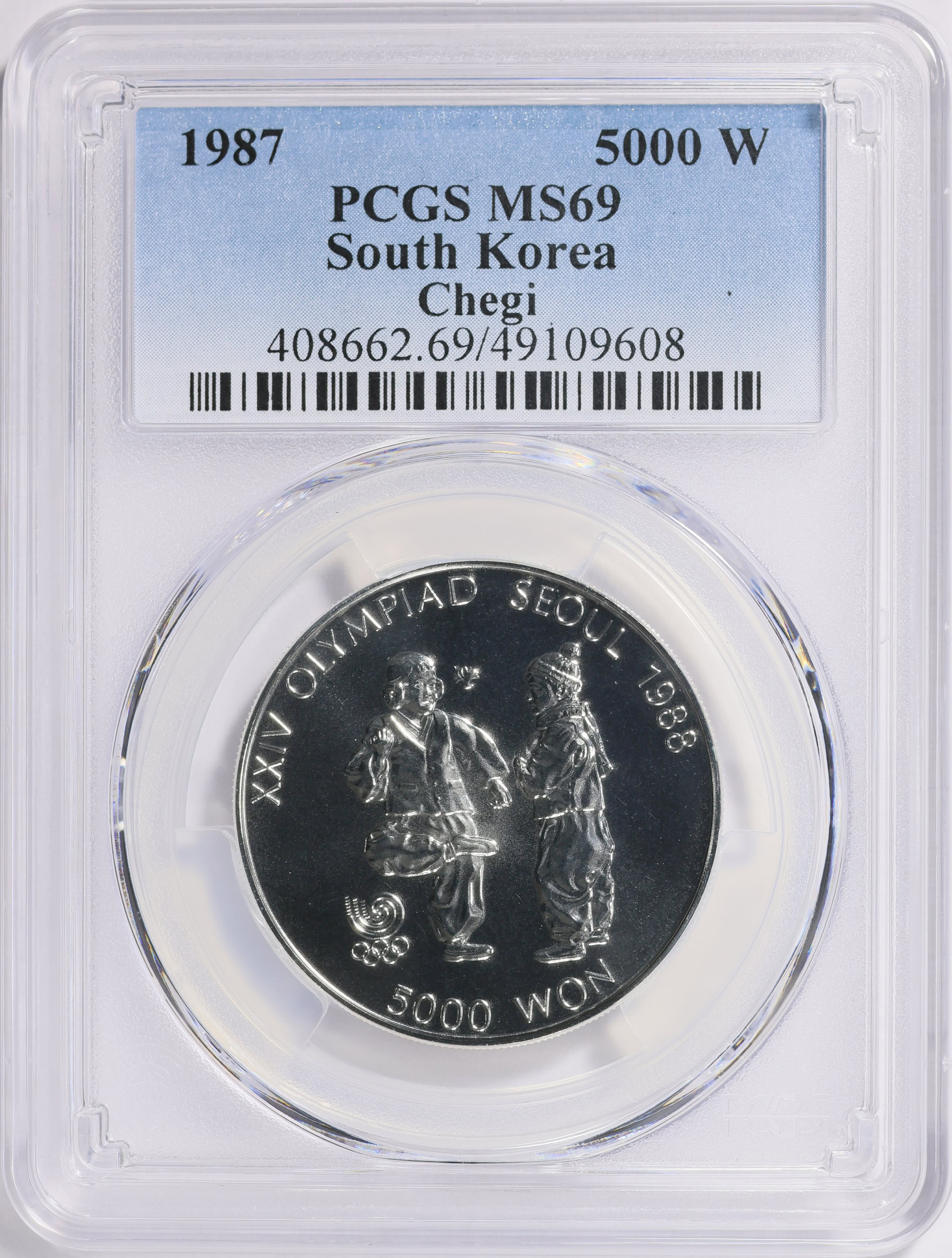 South Korea 1987 Silver 5,000 Won Seoul Olympics Chegi KM-61 PCGS MS-69 (Item 1636680 ...