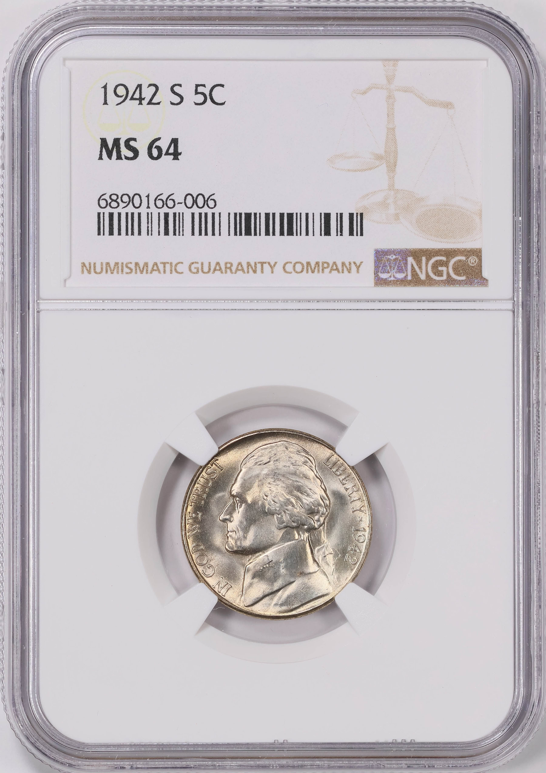 1942-S Jefferson Nickel Type 2 NGC MS-64 (Item 1636776 ...
