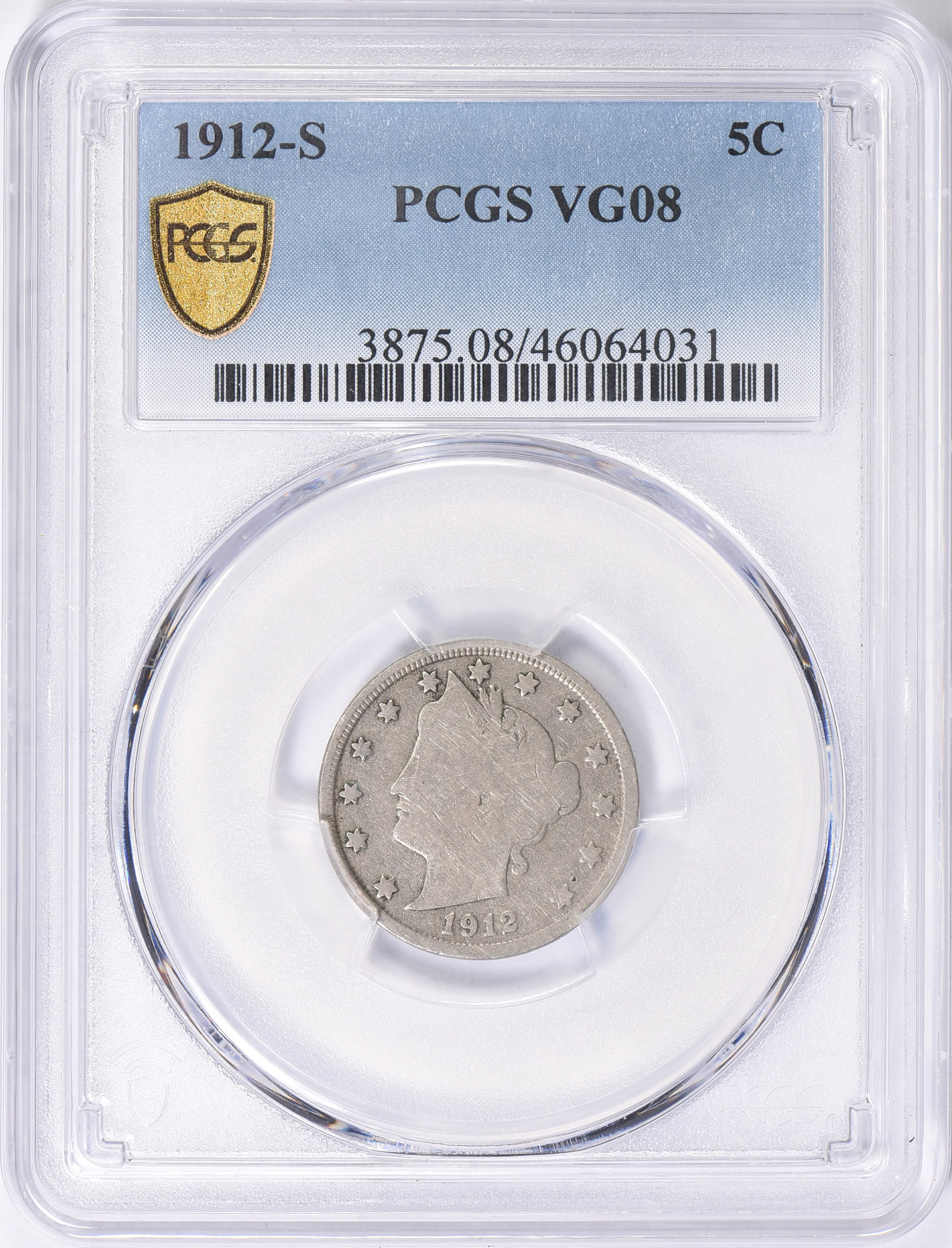 1912-S Liberty Nickel PCGS VG-08 (Item 1637017) | GreatCollections Coin Auctions