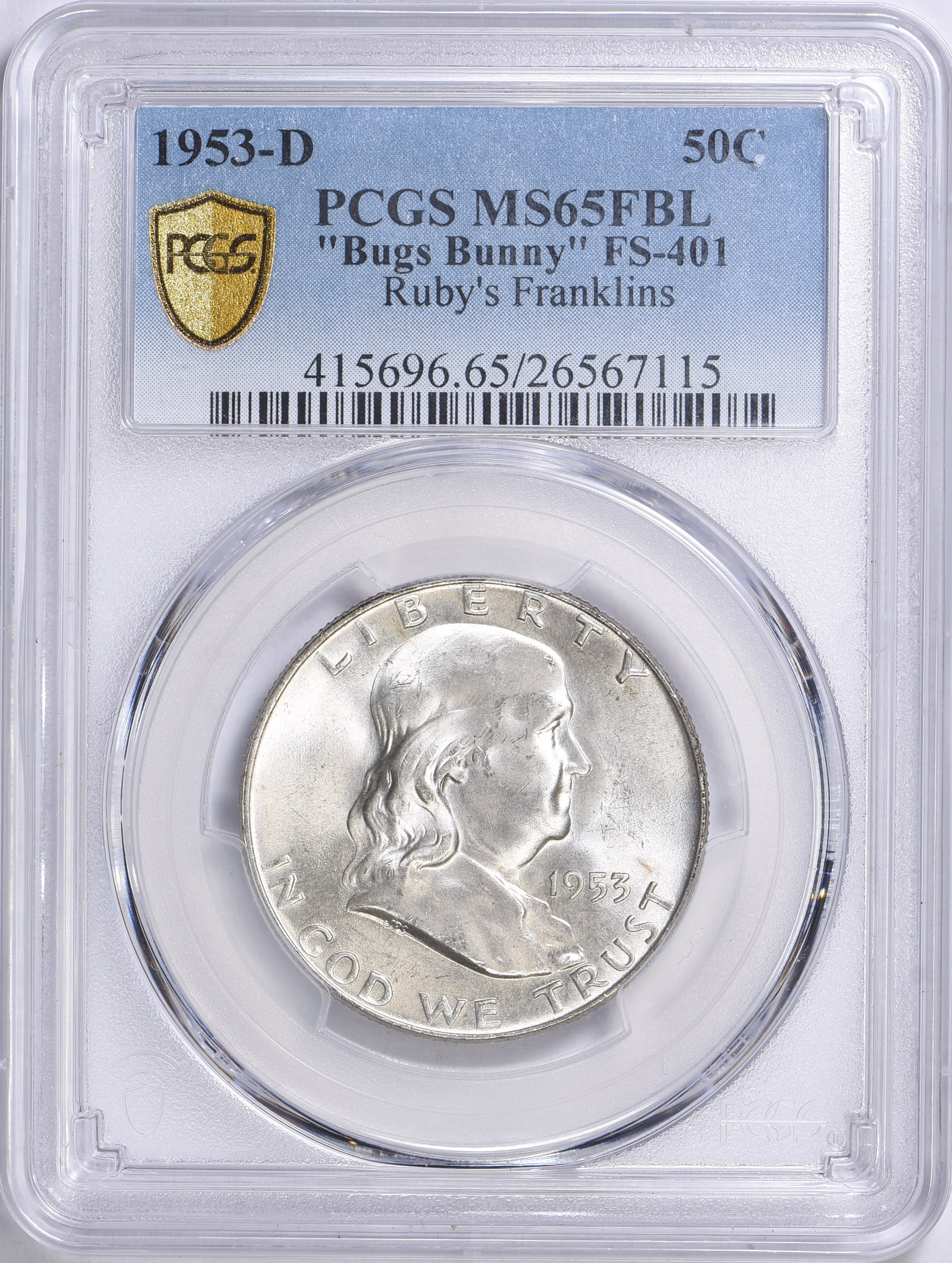 1953-D Franklin Half Dollar Bugs Bunny FS-401 PCGS MS-65 FBL (Ruby's ...