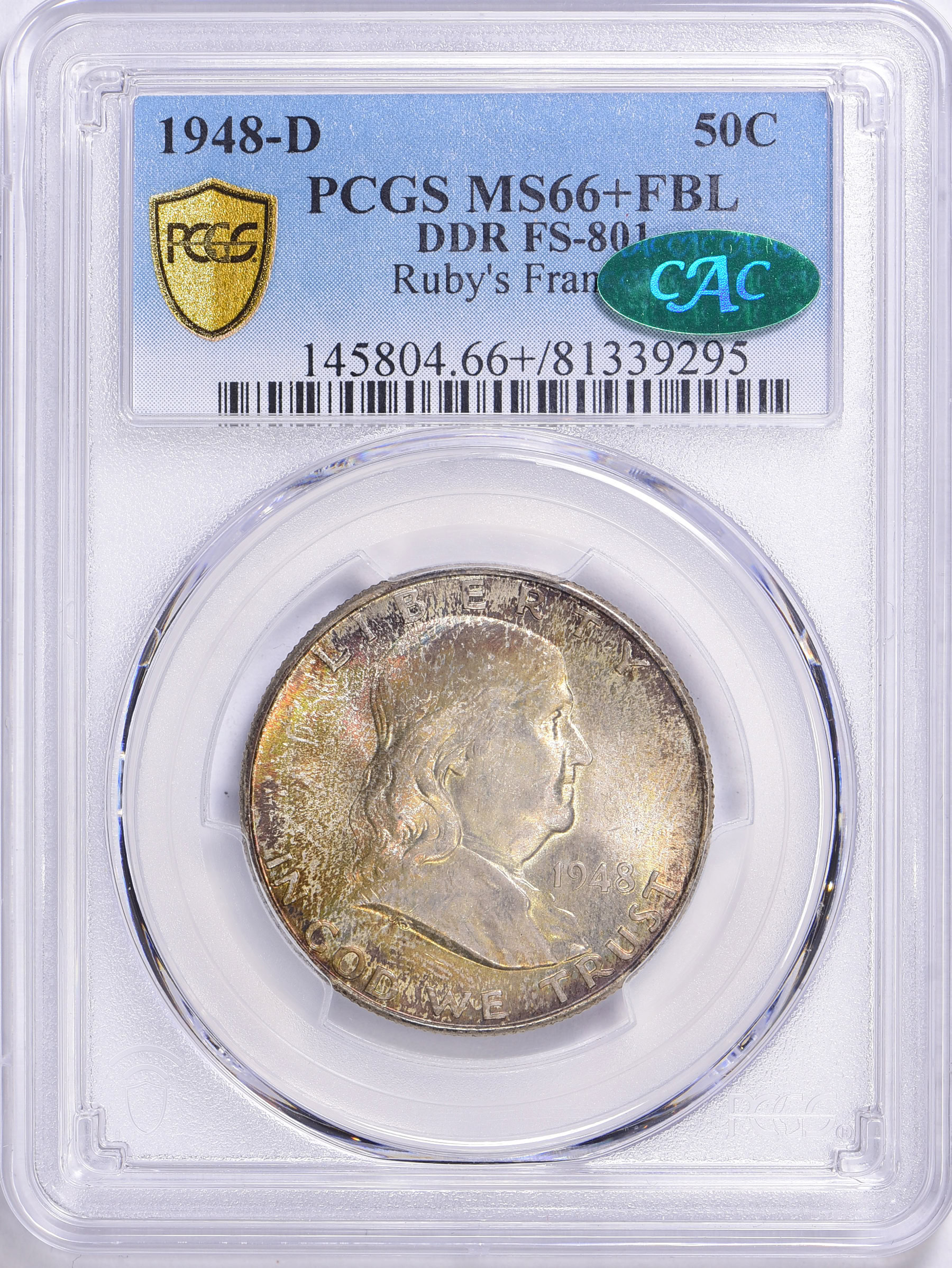 1948-D Franklin Half Dollar Doubled Die Reverse FS-801 PCGS MS-66+ FBL ...