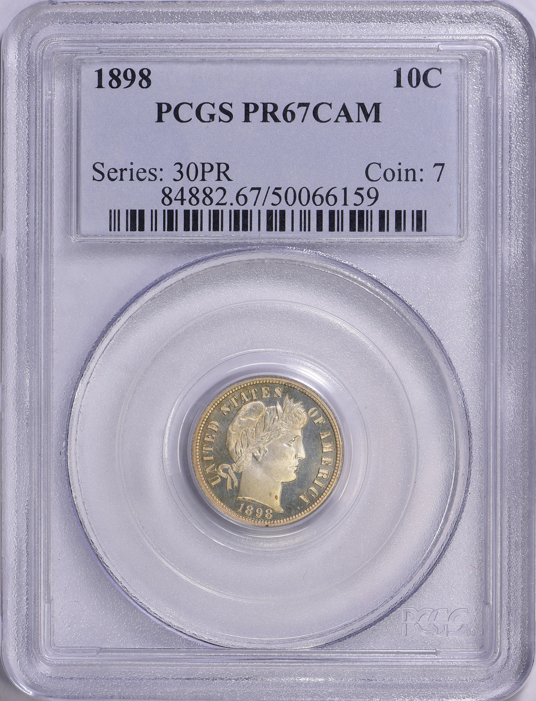 1898 Barber Dime PCGS Proof-67 CAMEO (Item 1637401) | GreatCollections ...