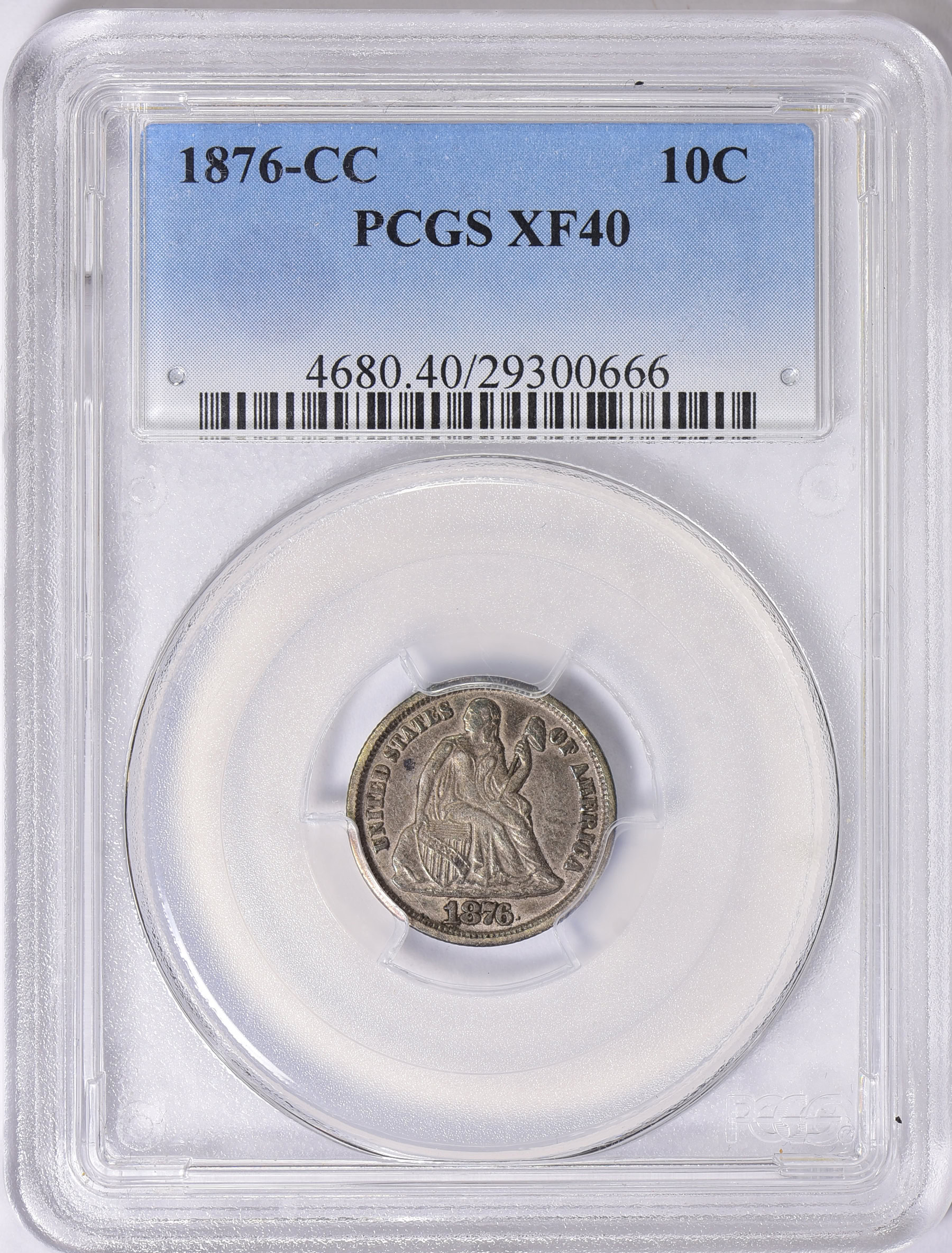 1876-CC Seated Liberty Dime PCGS XF-40 (Item 1637576) | GreatCollections Coin Auctions