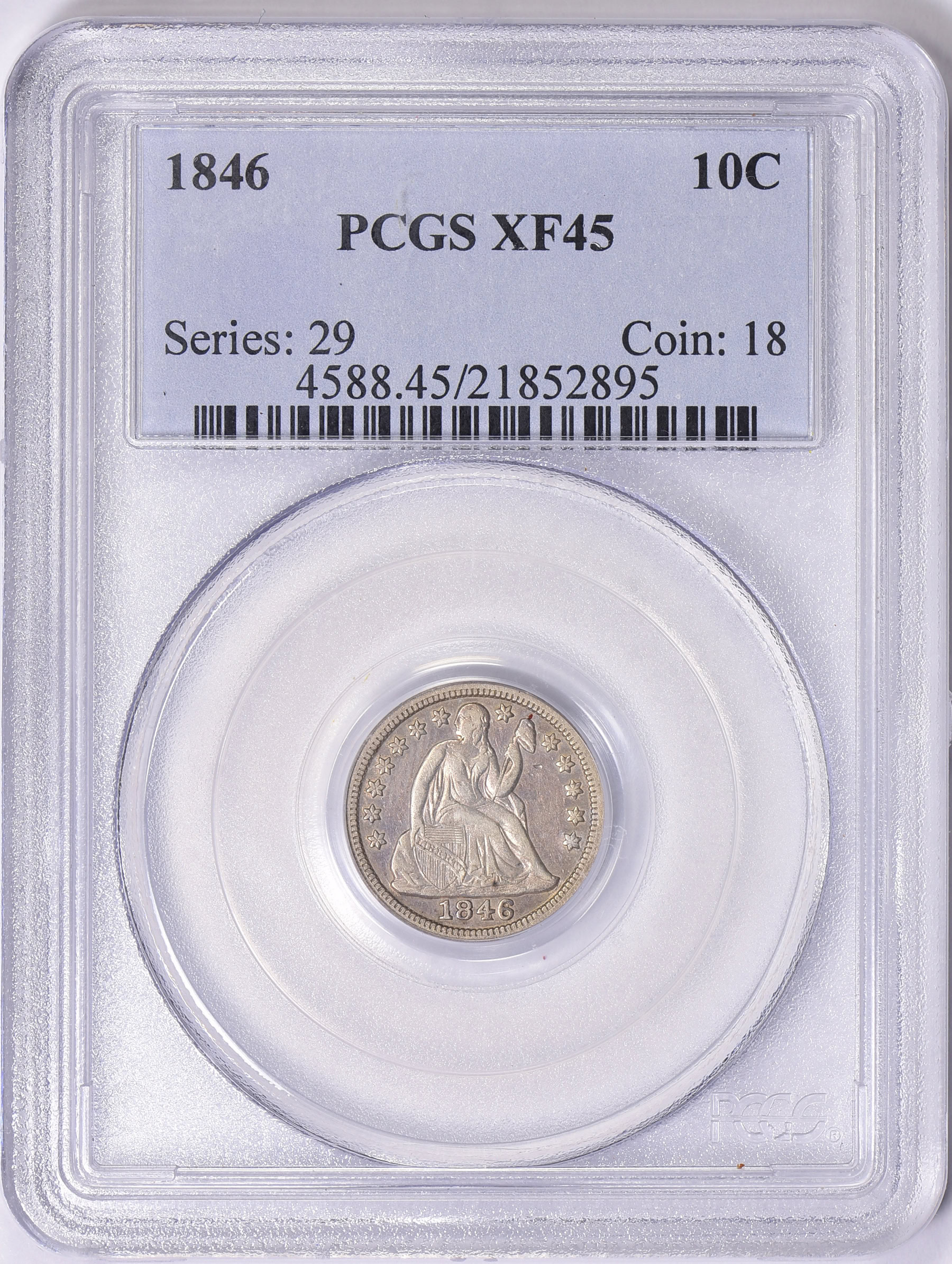 1846 Seated Liberty Dime PCGS XF-45 (Item 1637748) | GreatCollections Coin Auctions