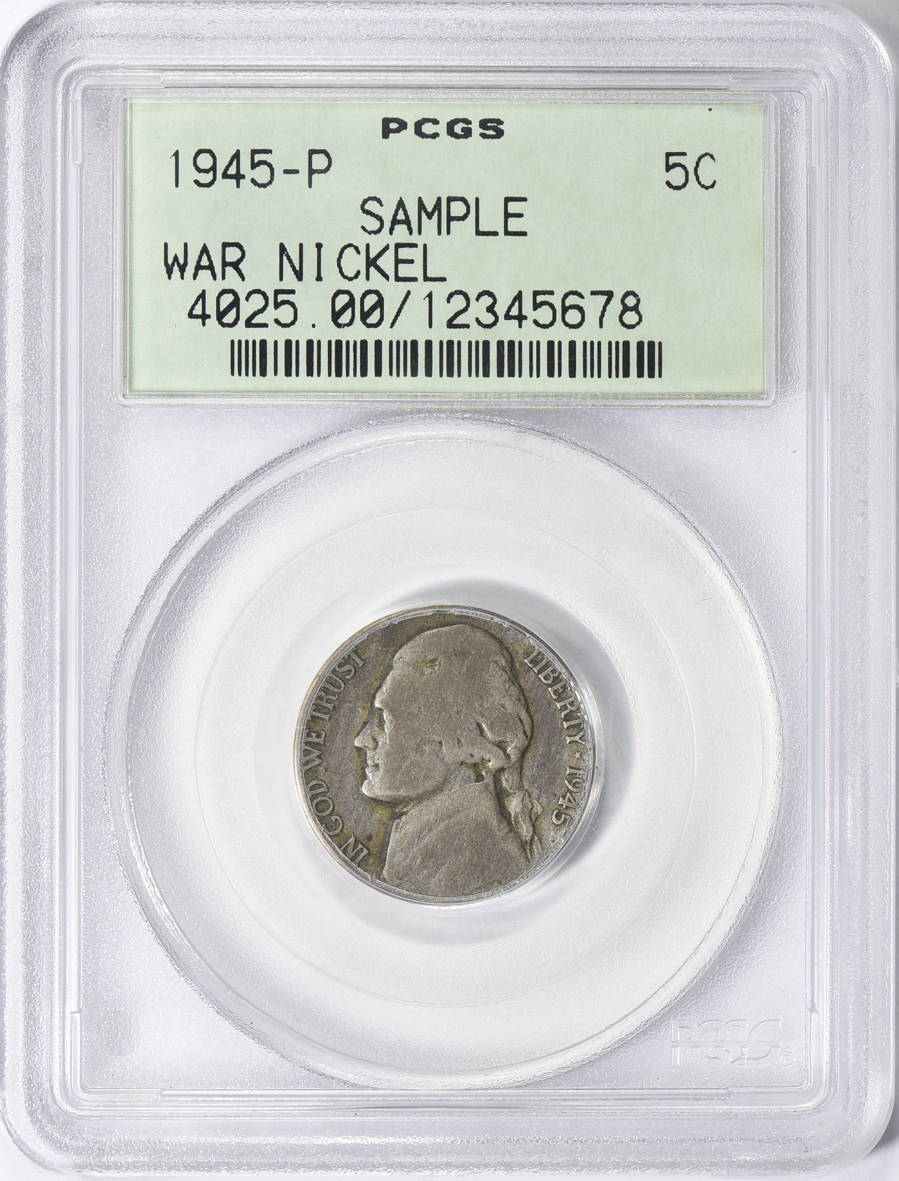 1945-P Jefferson Nickel PCGS Certified OGH (Sample Slab) (Item 1637828 ...