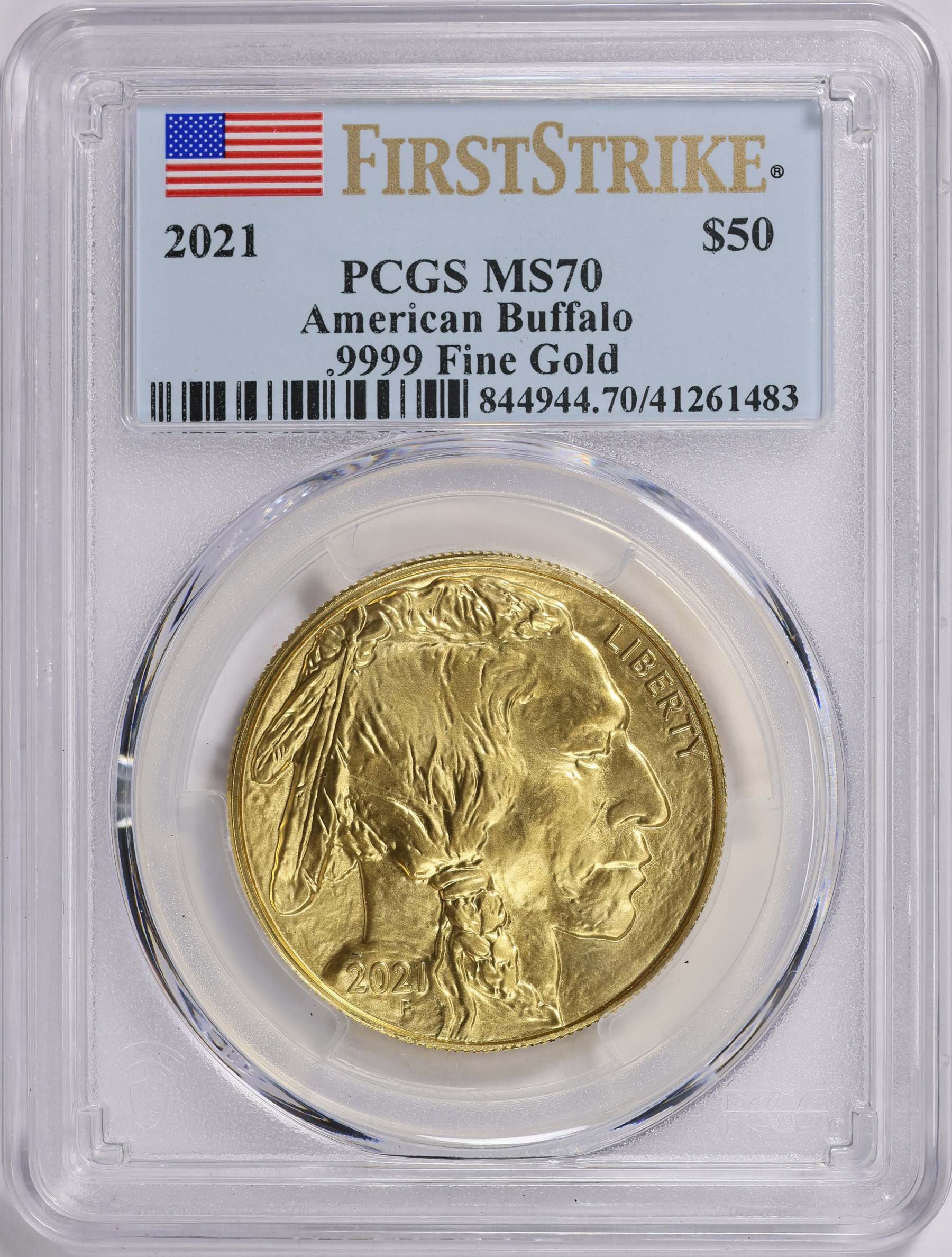 2021 $50 One-Ounce Gold American Buffalo First Strike PCGS MS-70 (Item 1638028 ...