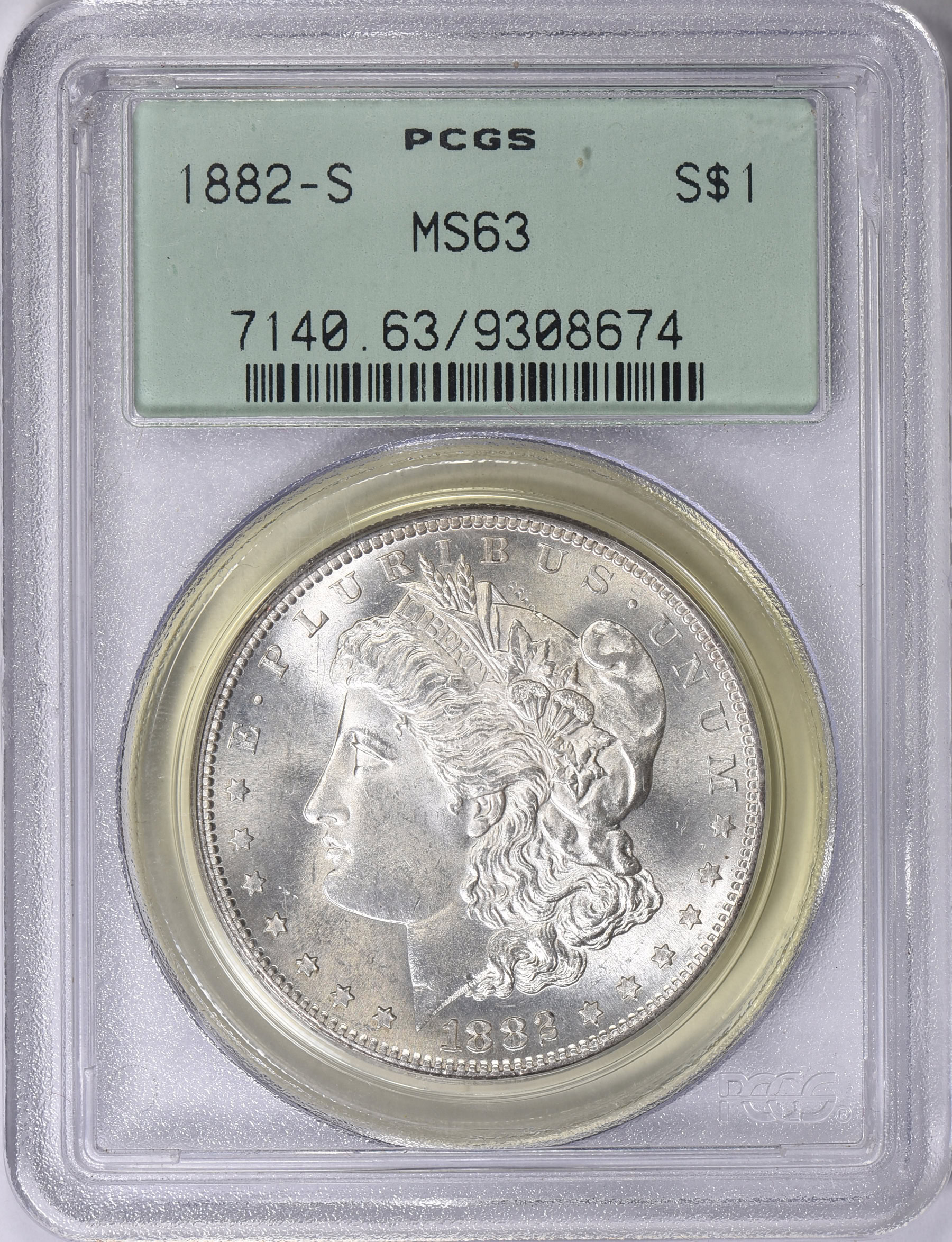 1882-S Morgan Silver Dollar PCGS MS-63 OGH (Item 1638190) | GreatCollections Coin Auctions