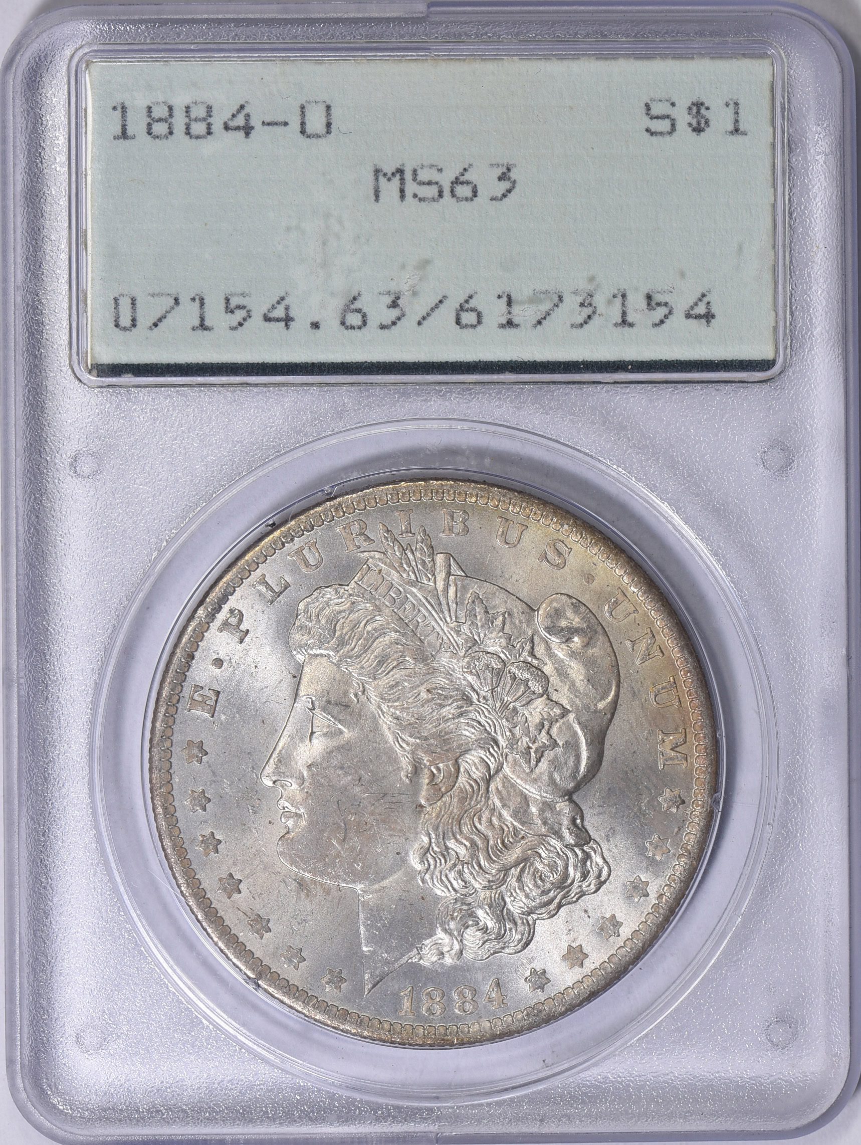 1884-O Morgan Silver Dollar PCGS MS-63 OGH (1st Gen) (Item 1638212) | GreatCollections Coin Auctions