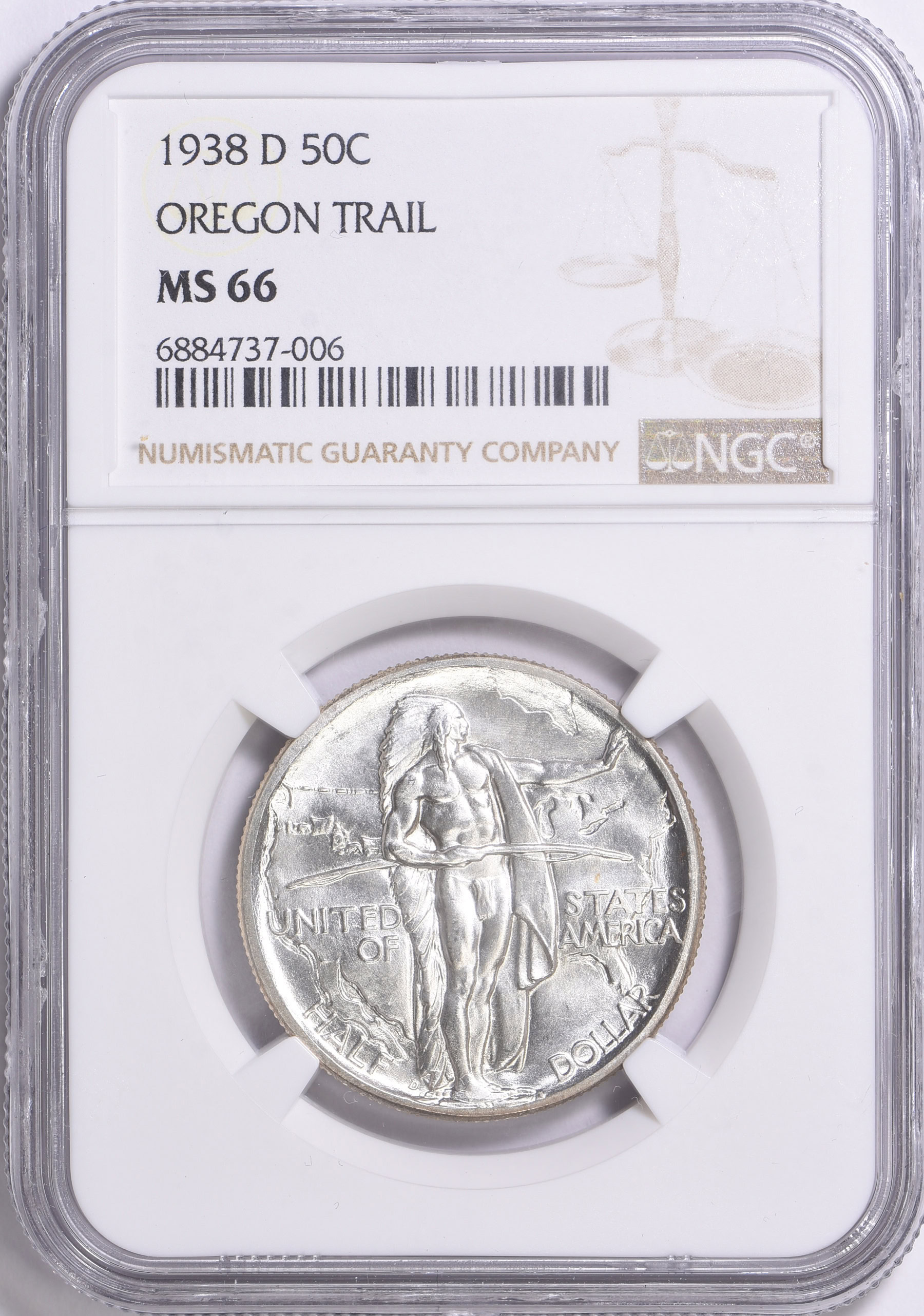 1938-D Oregon Trail Memorial Half Dollar NGC MS-66 (Item 1638419) | GreatCollections Coin Auctions