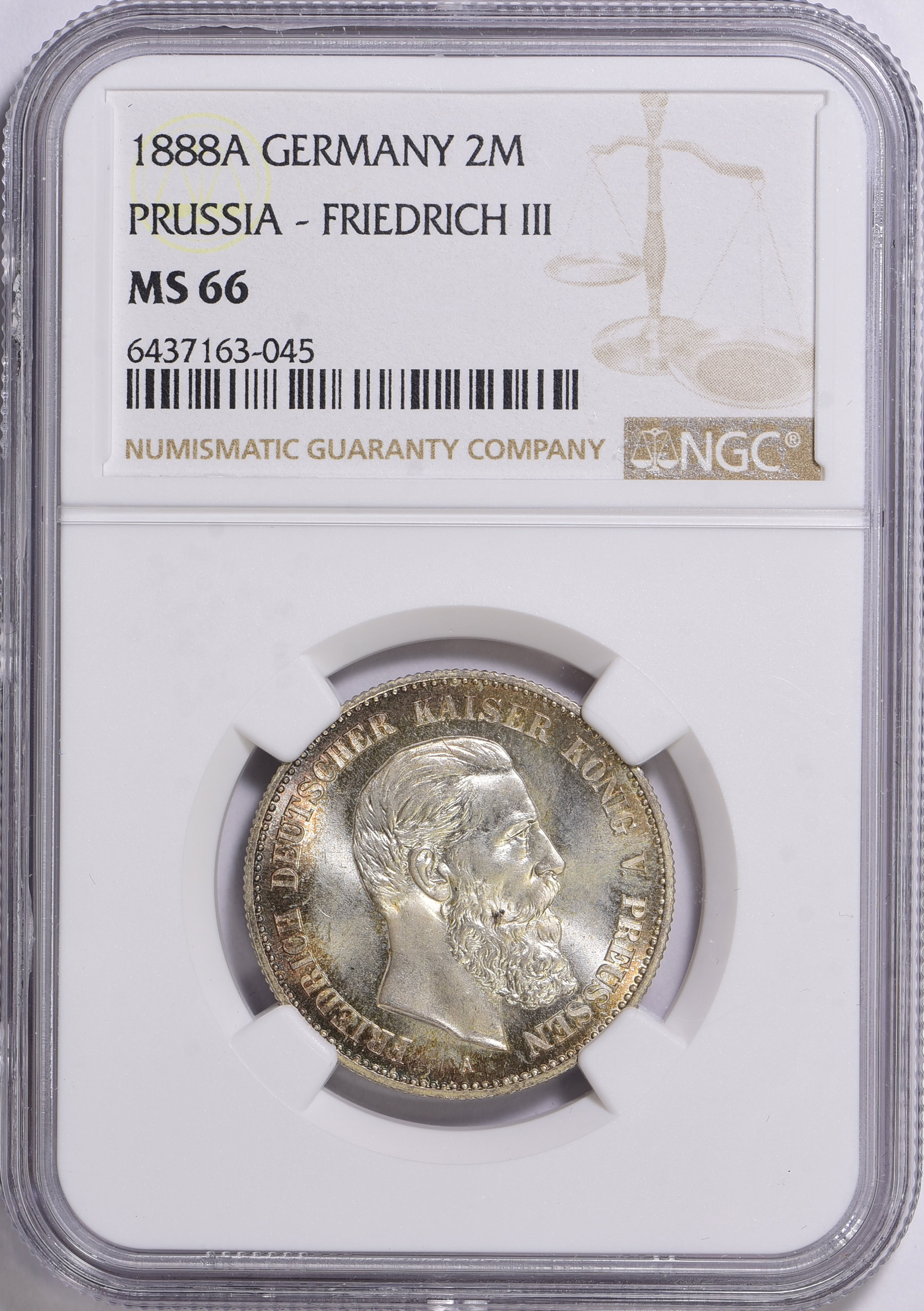 Germany - Prussia 1888-A Silver 2 Marks Friedrich III KM-510 NGC MS-66 ...