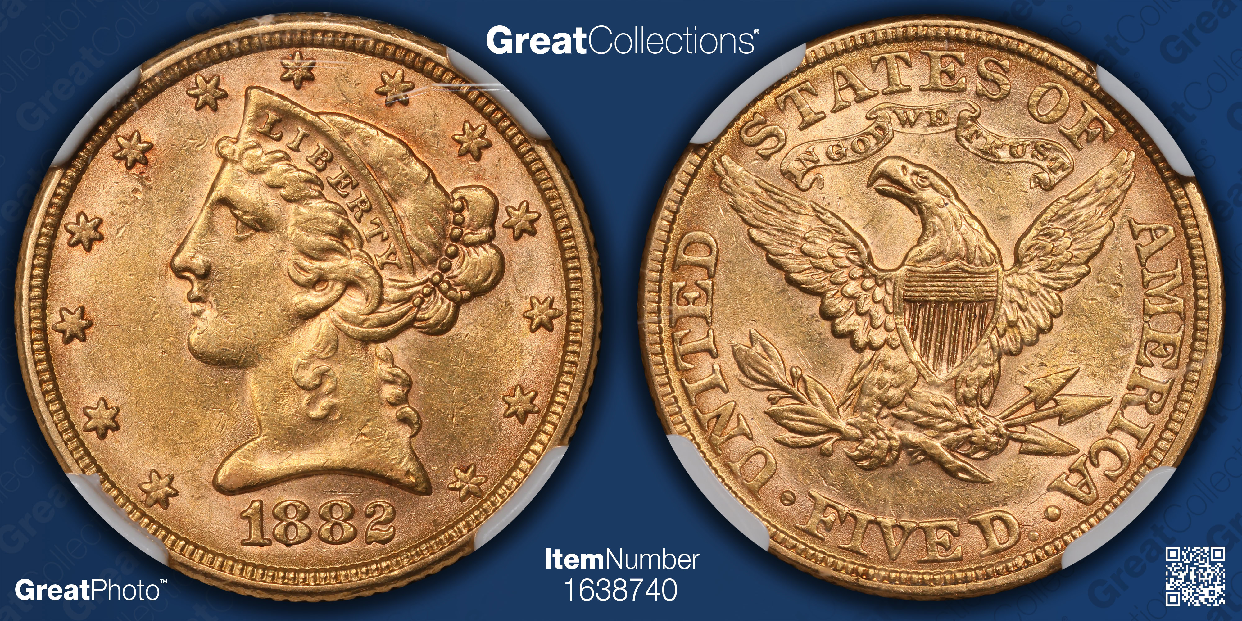 1882 Liberty Gold Half Eagle NGC MS-61 (Item 1638740 ...