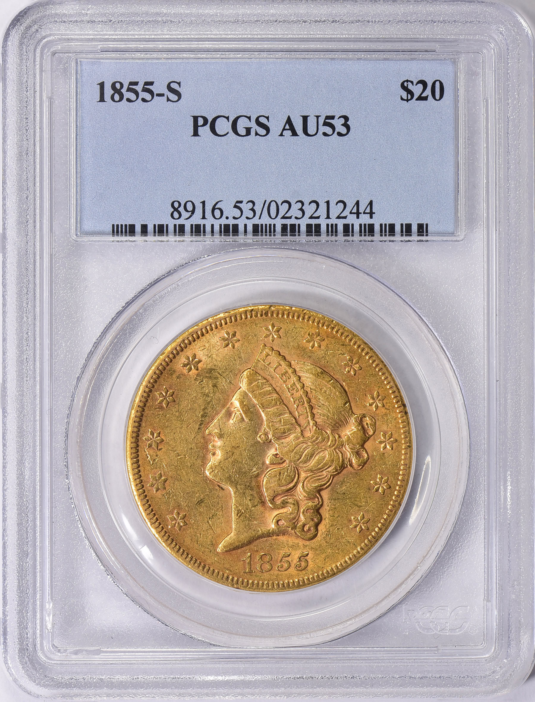 1855-S Liberty Gold Double Eagle PCGS AU-53 (Item 1638826) | GreatCollections Coin Auctions