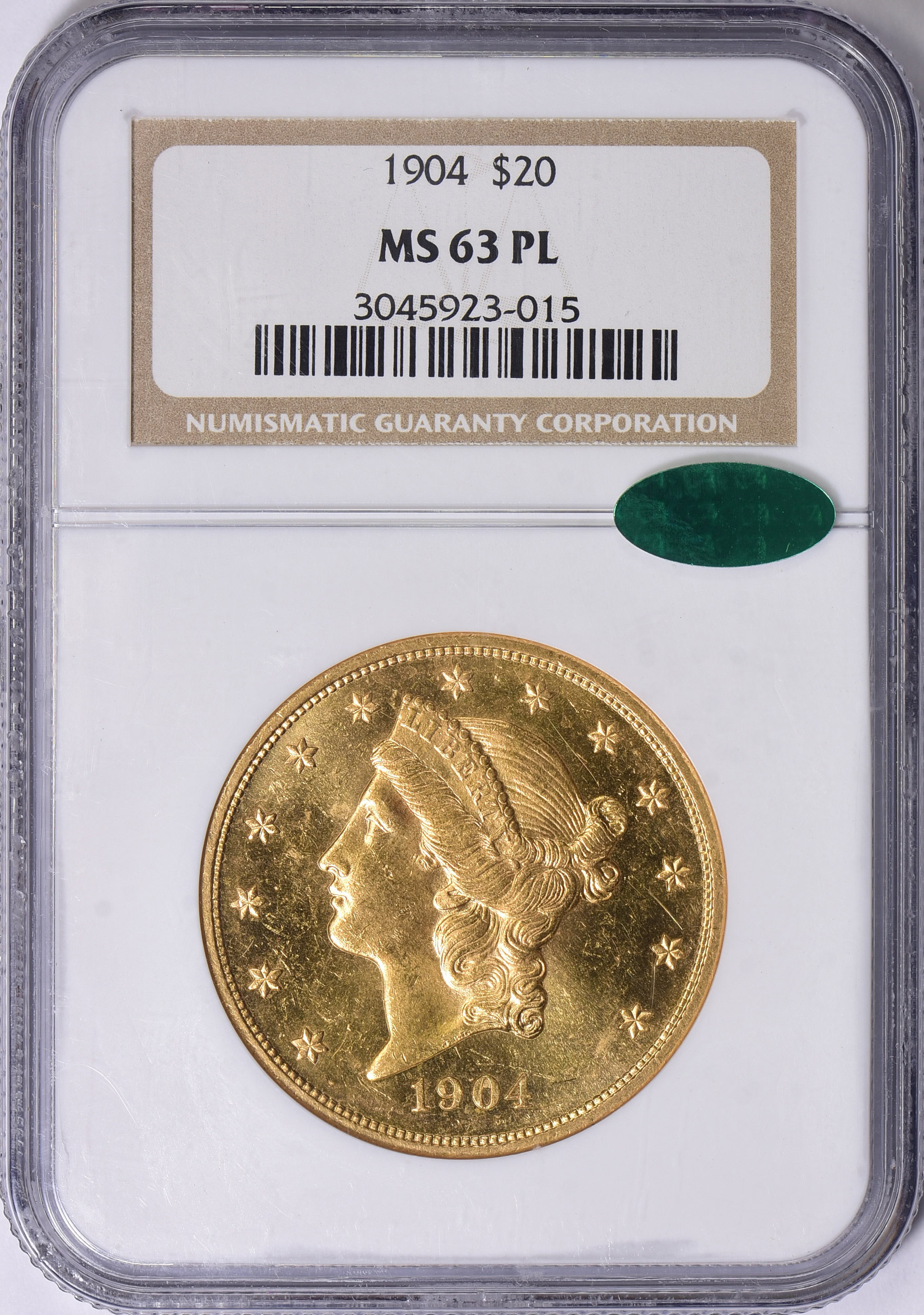 1904 Liberty Gold Double Eagle NGC MS-63 PL (CAC Green) (Item 1638842 ...