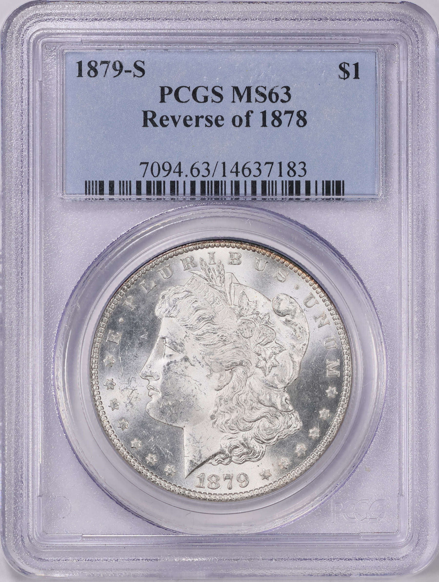 1879-S Morgan Silver Dollar Reverse of 1878 PCGS MS-63 (Item 1638909) | GreatCollections Coin ...