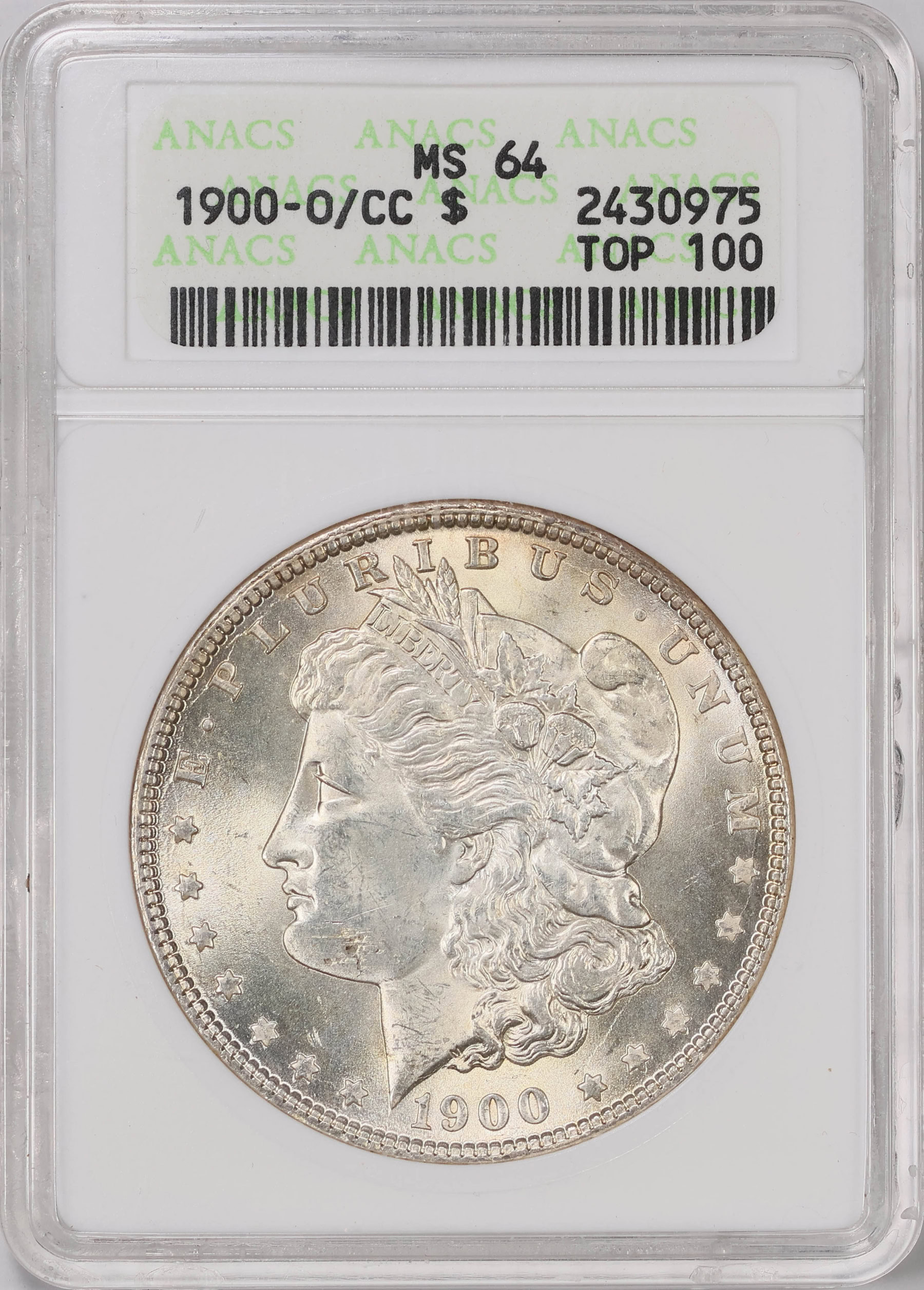 1900-O/CC Morgan Silver Dollar Top 100 ANACS MS-64 OH (Item 1638964) | GreatCollections Coin ...