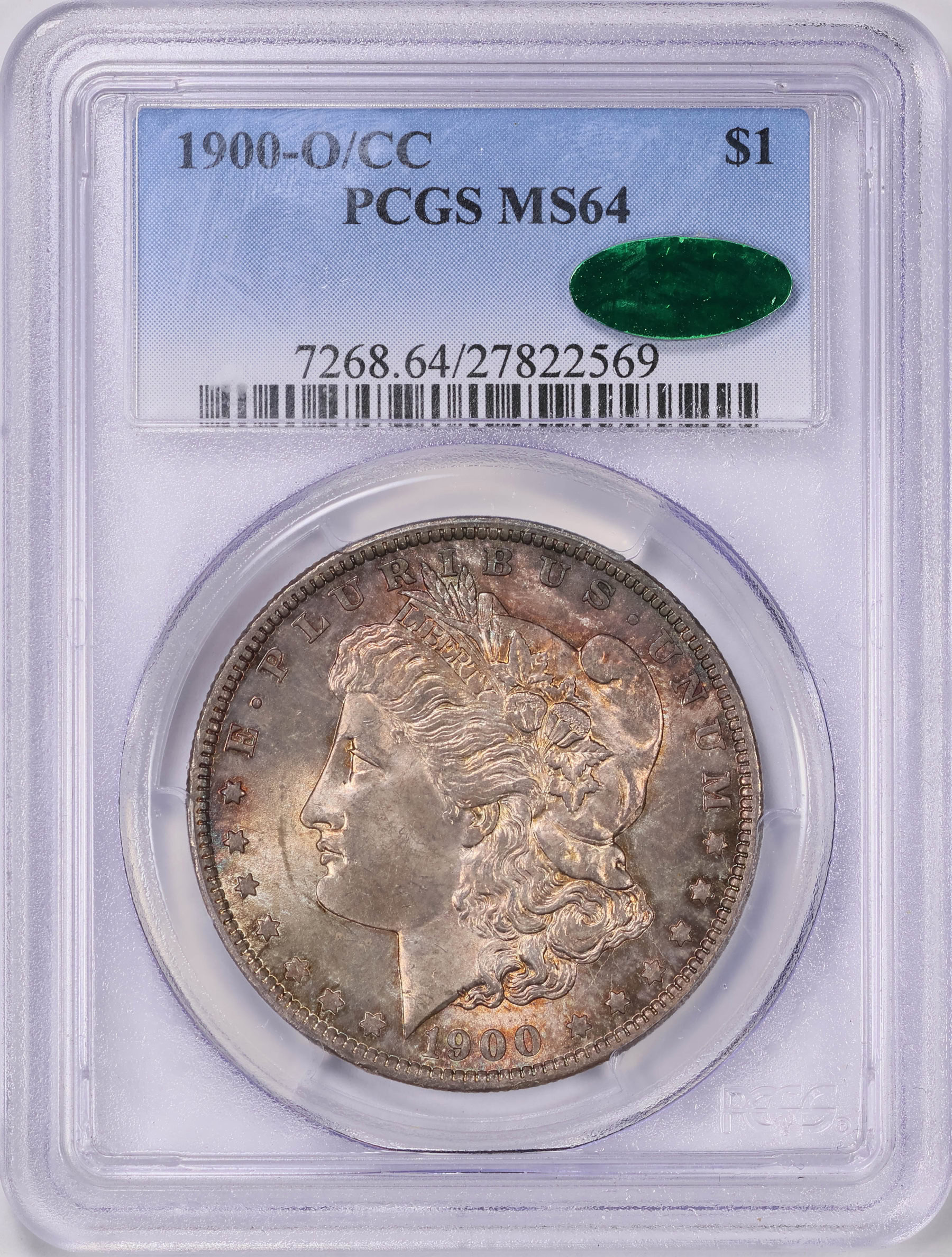 1900-O/CC Morgan Silver Dollar PCGS MS-64 (CAC Green) (Toned) (Item 1638965) | GreatCollections ...