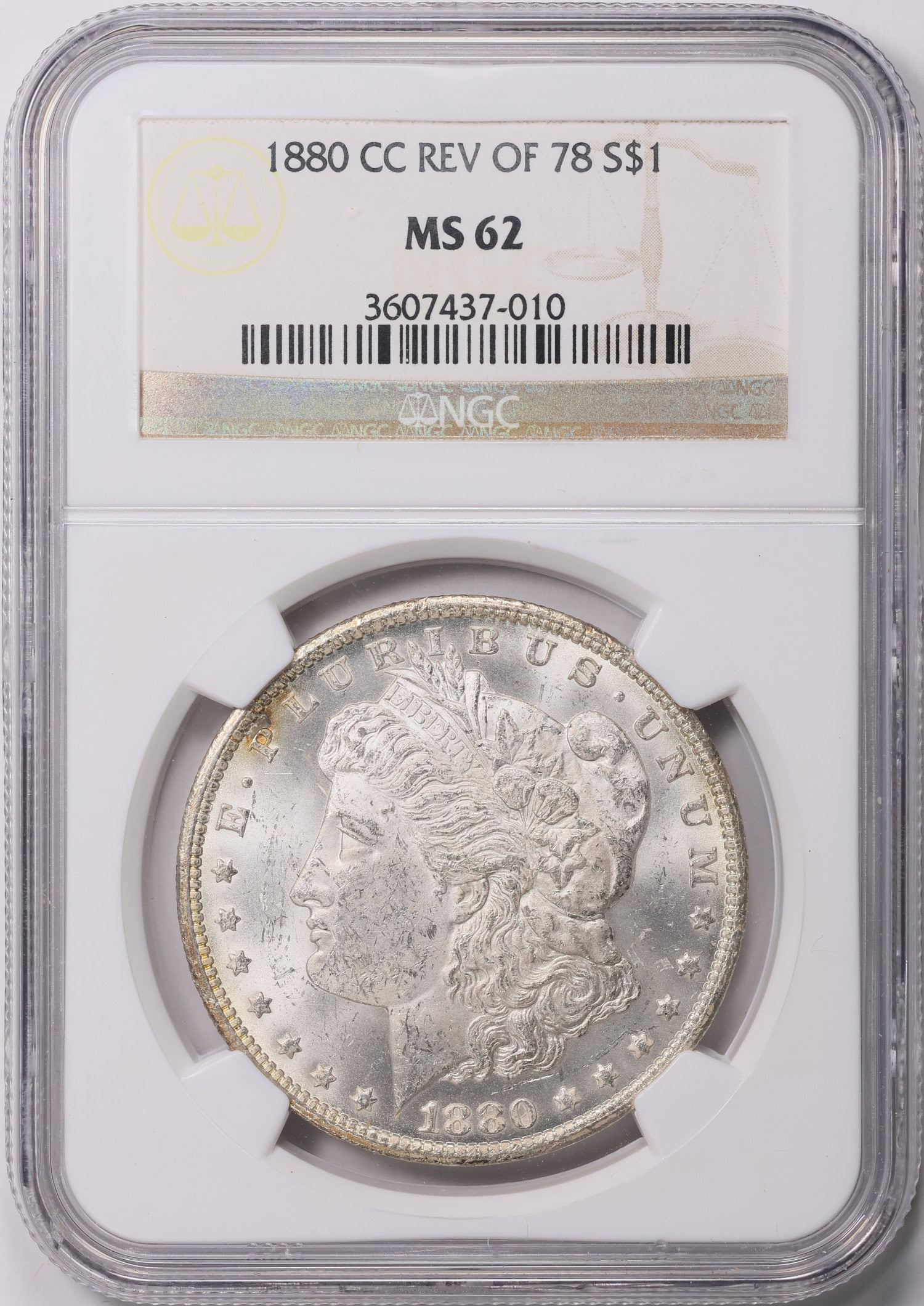 1880-CC Morgan Silver Dollar 8/7 Reverse of 1878 NGC MS-62 (Item 1639182) | GreatCollections ...