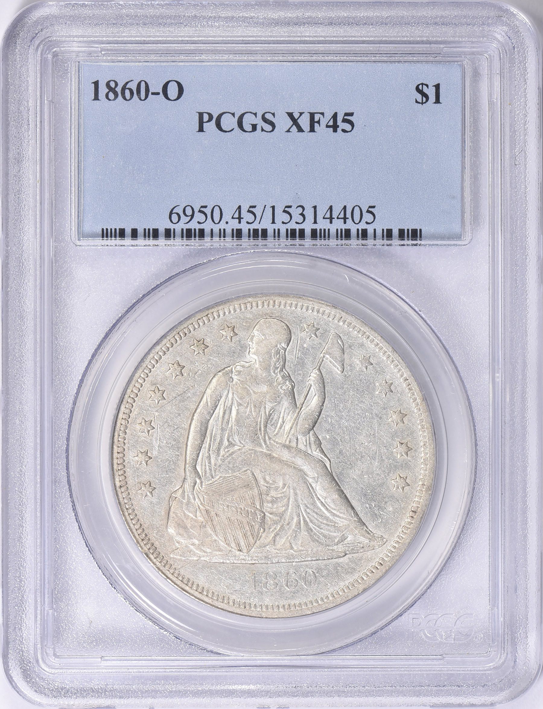 1860-O Seated Liberty Silver Dollar PCGS XF-45 (Item 1639305) | GreatCollections Coin Auctions
