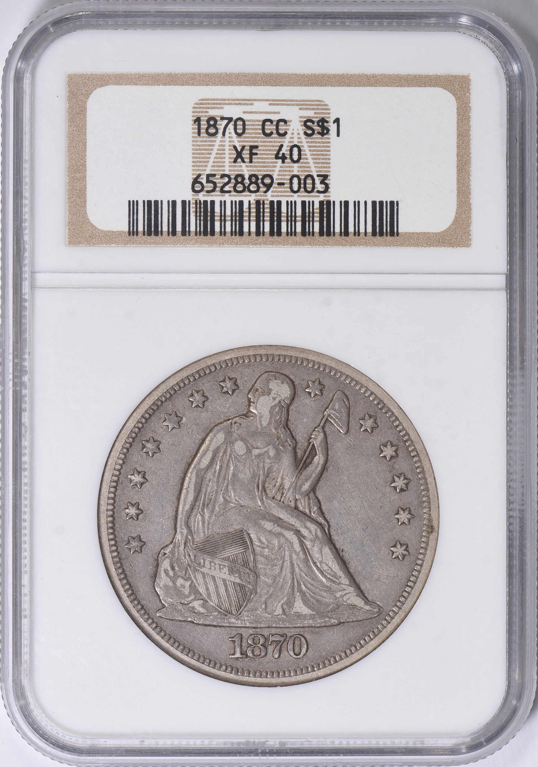 1870-CC Seated Liberty Silver Dollar NGC XF-40 (Item 1639311) | GreatCollections Coin Auctions