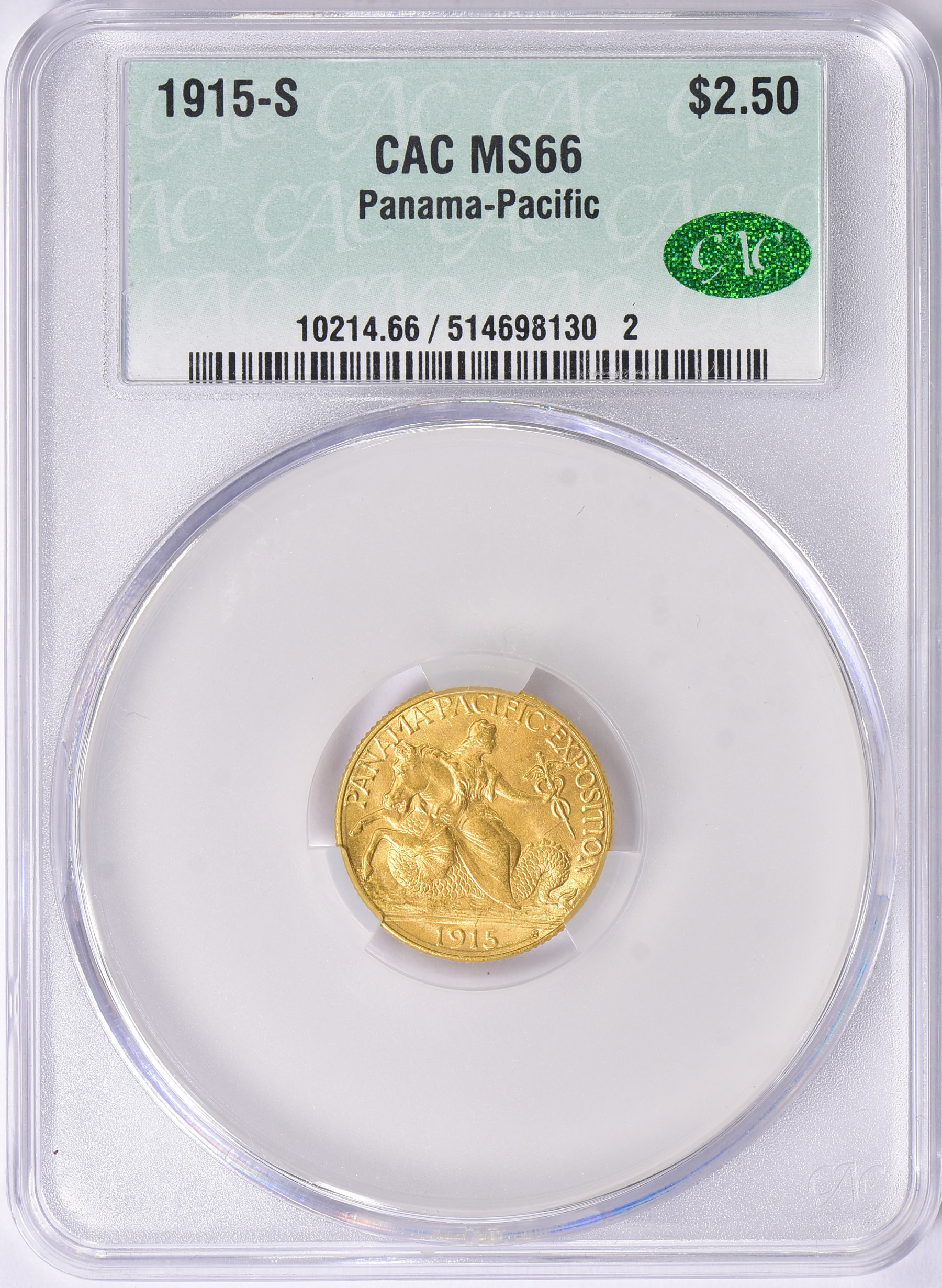 1915-S Panama-Pacific Exposition Quarter Eagle CACG MS-66 (Item 1639316) | GreatCollections Coin ...