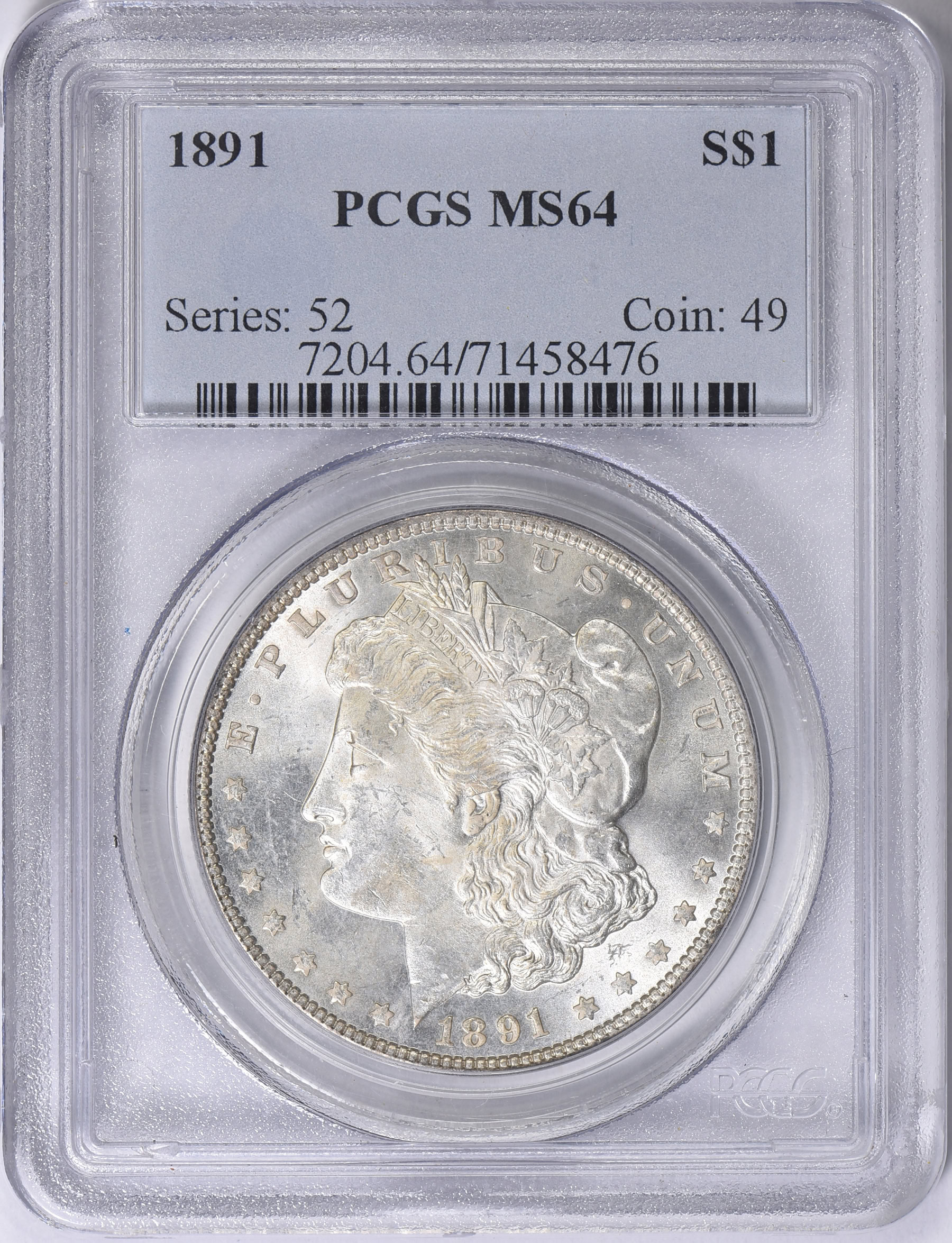 1891 Morgan Silver Dollar PCGS MS-64 (Item 1639437) | GreatCollections Coin Auctions