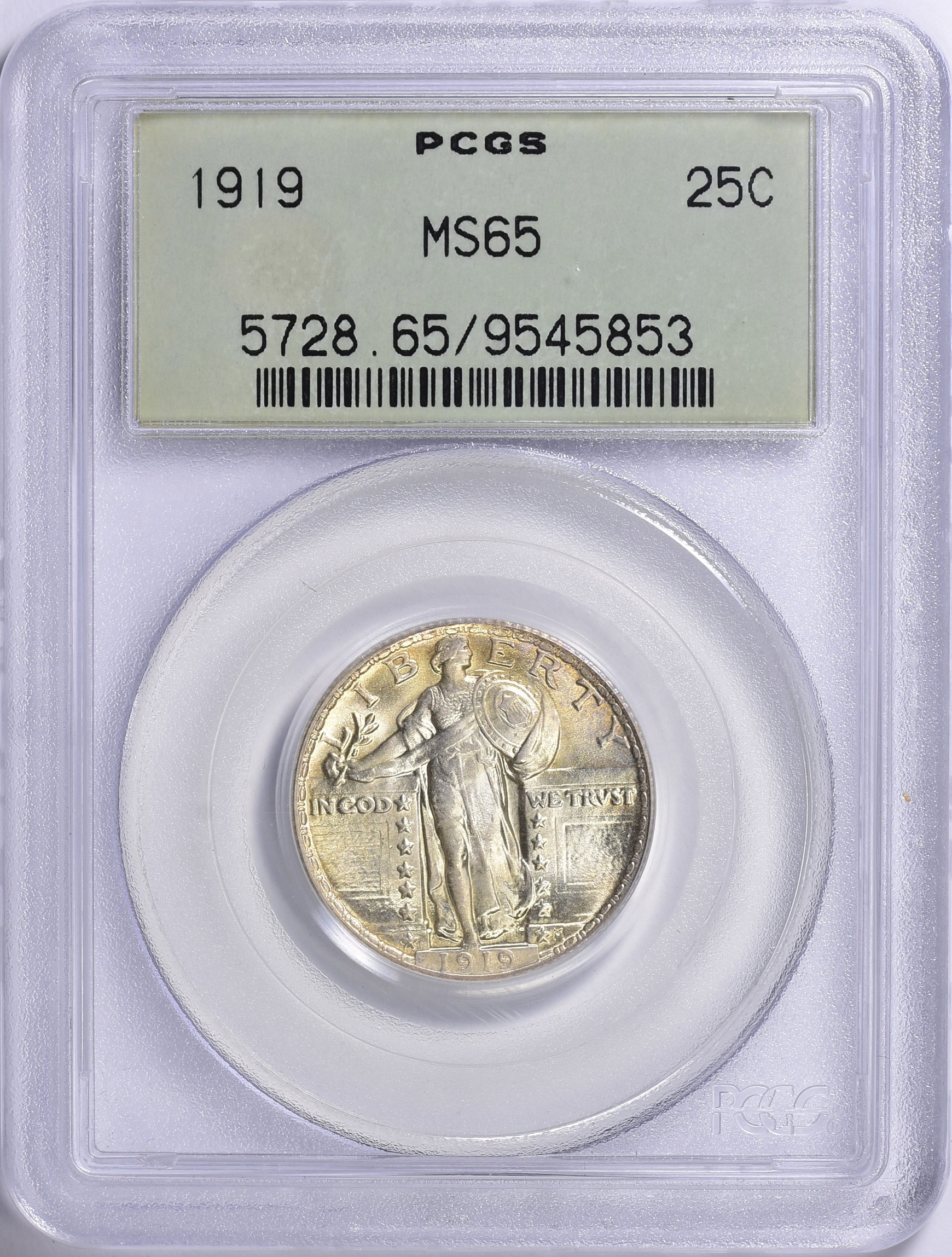 1919 Standing Liberty Quarter PCGS MS-65 OGH (Item 1639478) | GreatCollections Coin Auctions