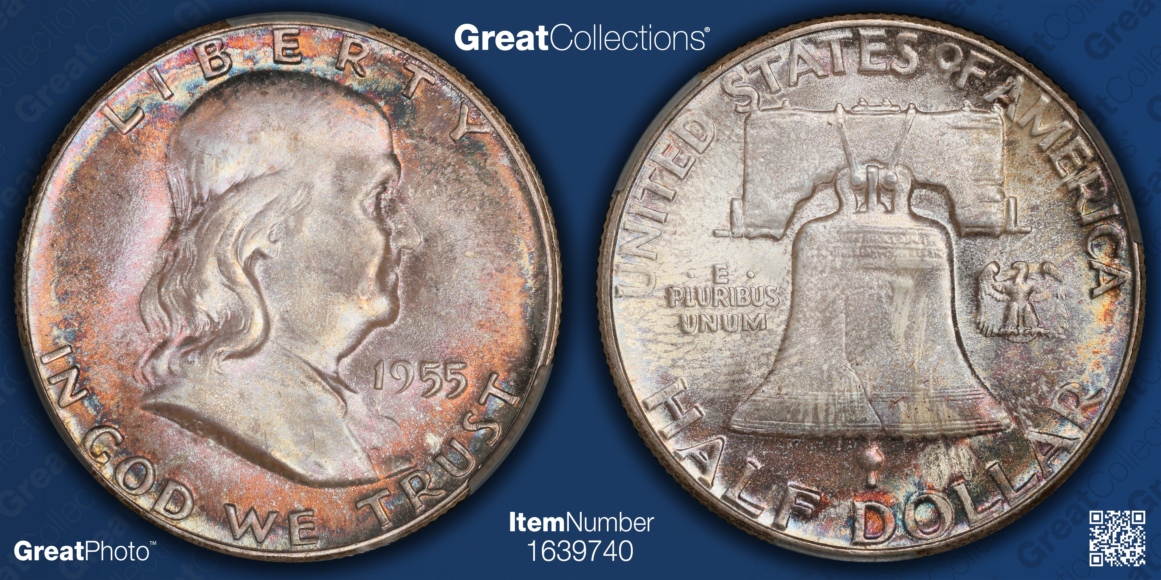 1955 Franklin Half Dollar CACG MS-67+ FBL (Toned) (Item 1639740 ...