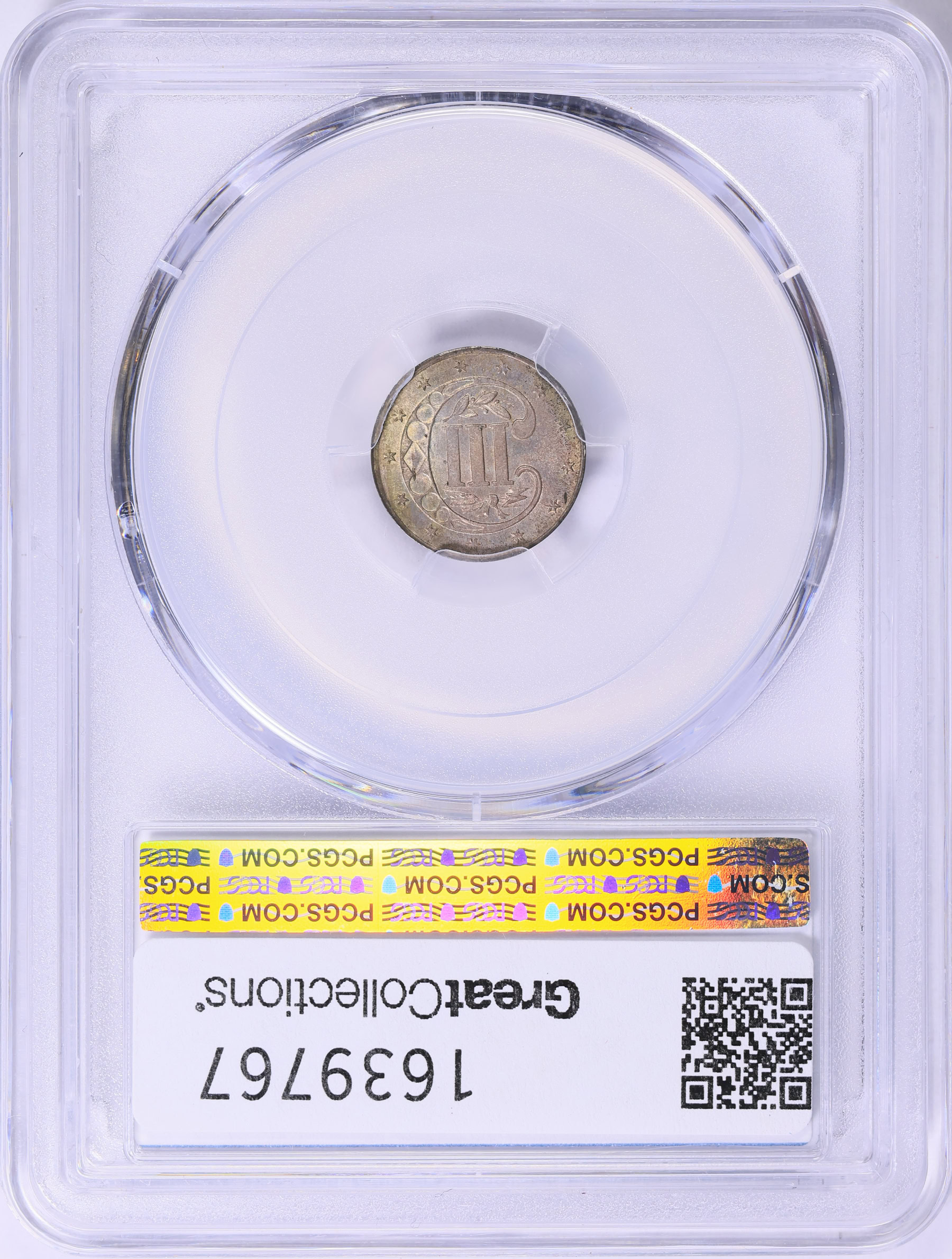 1854 Silver Three-Cent Piece PCGS MS-66+ (CAC Green) (Toned) (Item ...
