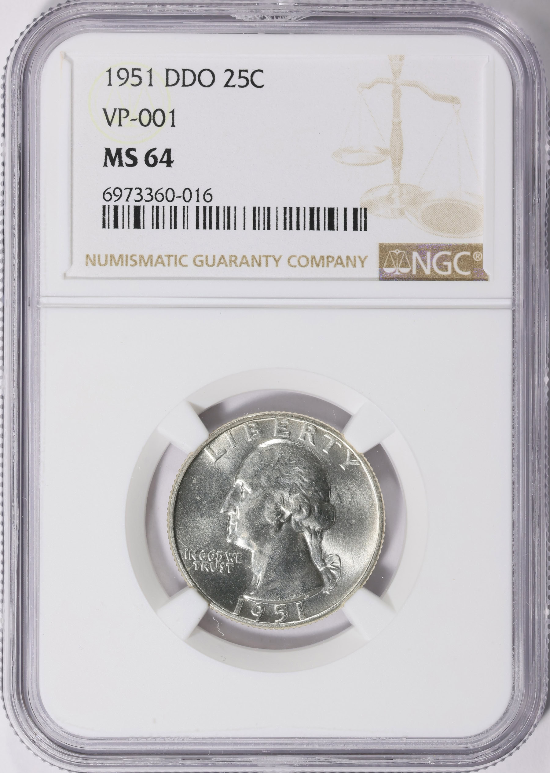 1951 Washington Quarter DDO VP-001 NGC MS-64 (Item 1639921 ...