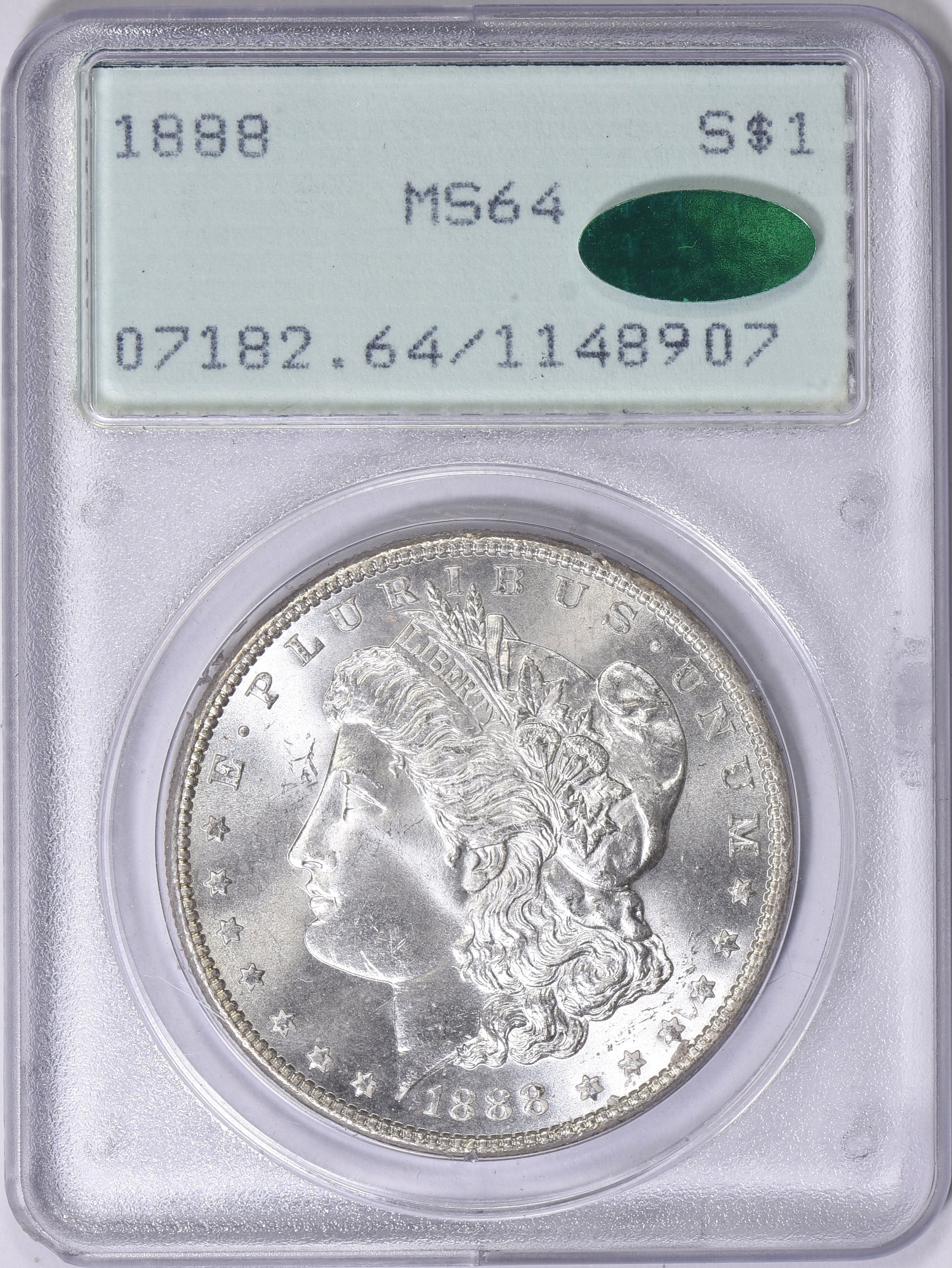 1888 Morgan Silver Dollar PCGS MS-64 (CAC Green) OGH (1st Gen) (Item 1639934) | GreatCollections ...
