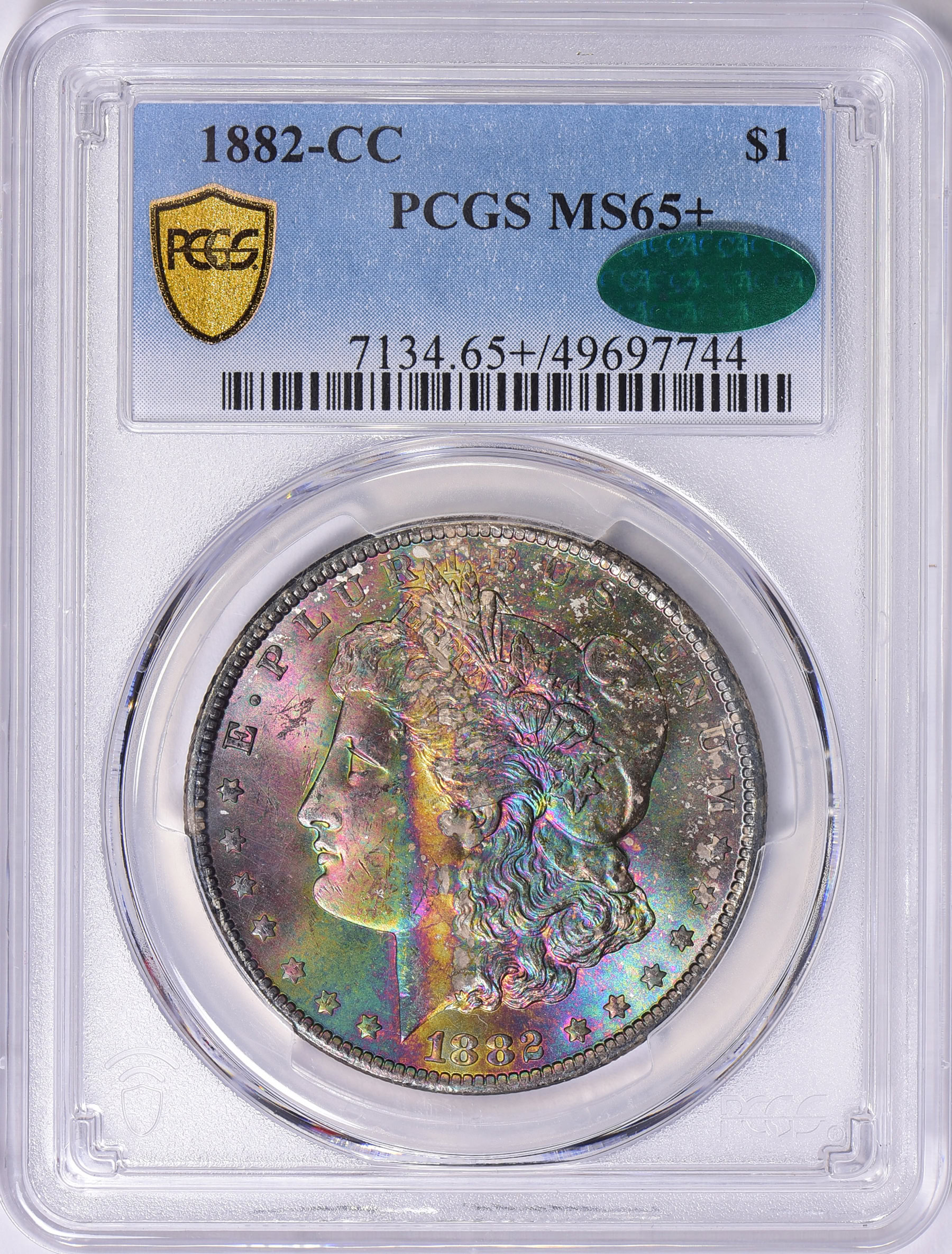 1882-CC Morgan Silver Dollar PCGS MS-65+ (CAC Green) (Toned) (Item ...
